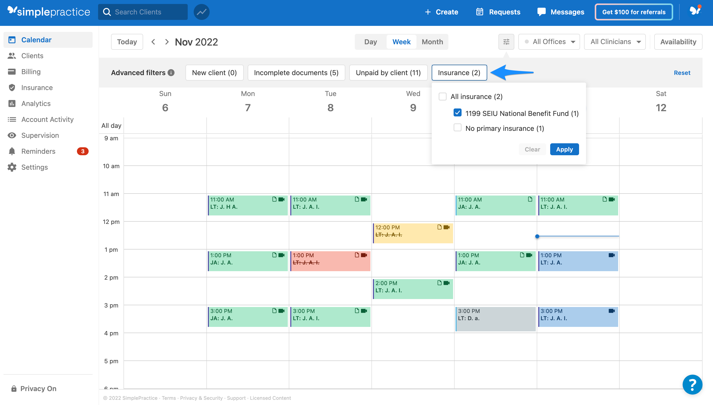 Navigating your calendar – SimplePractice Support