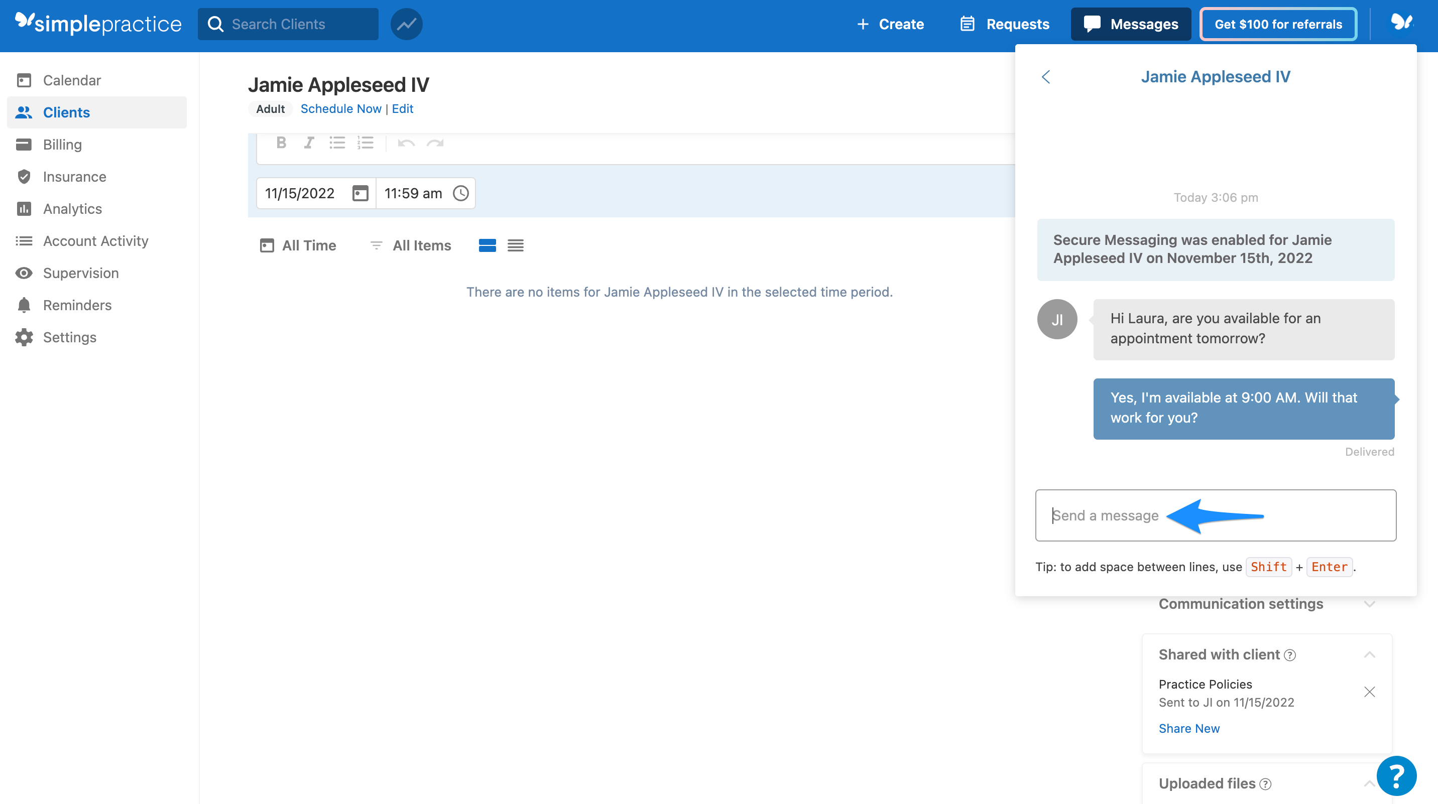 Getting started with Secure Messaging – SimplePractice Support