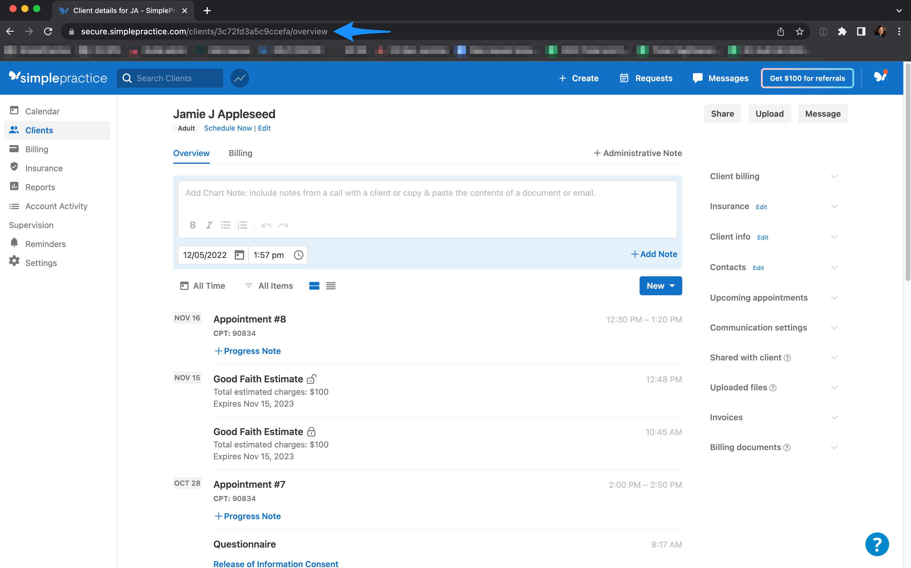 Sharing a secure URL with your help request – SimplePractice Support