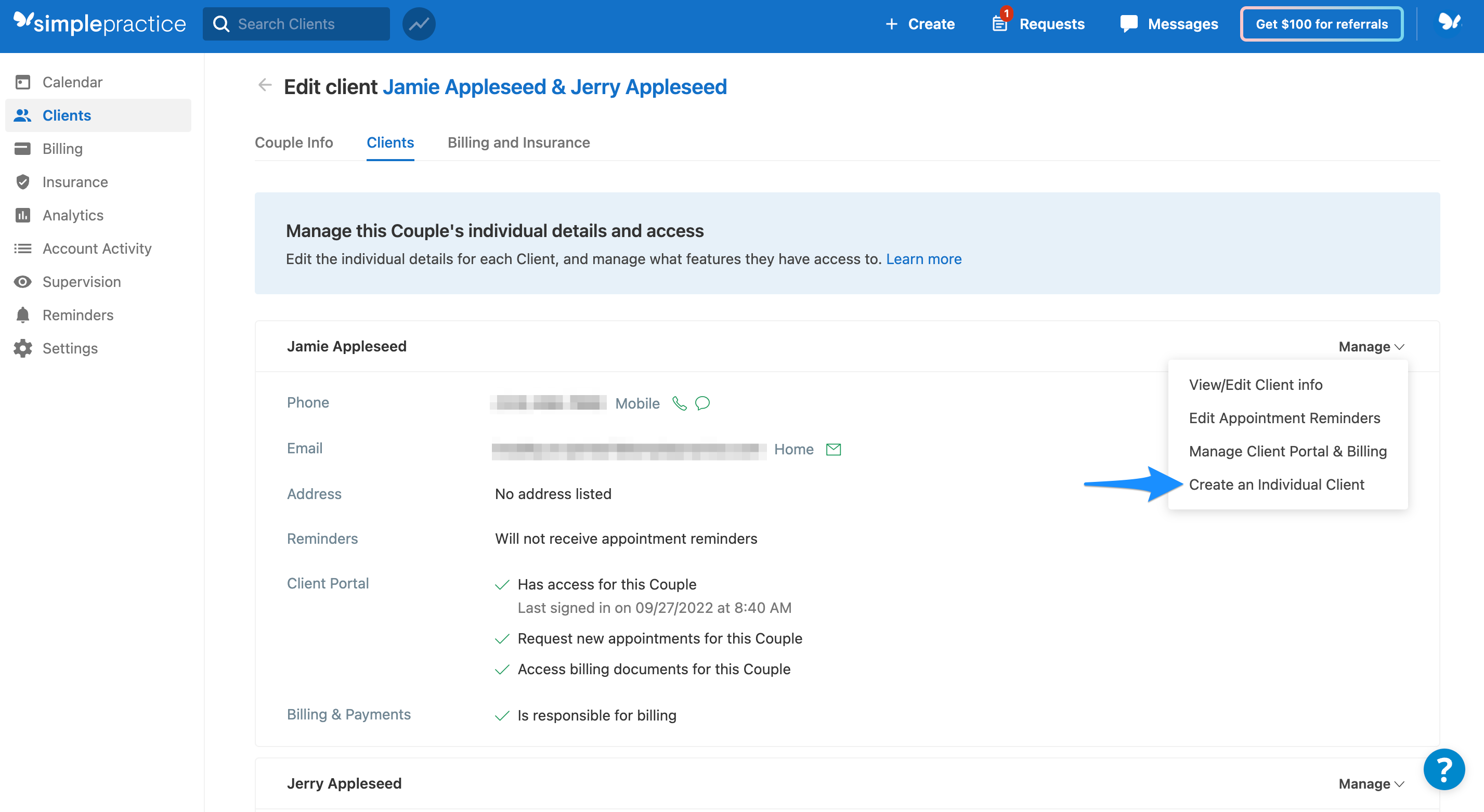 Enhanced Client Management for couples – SimplePractice Support