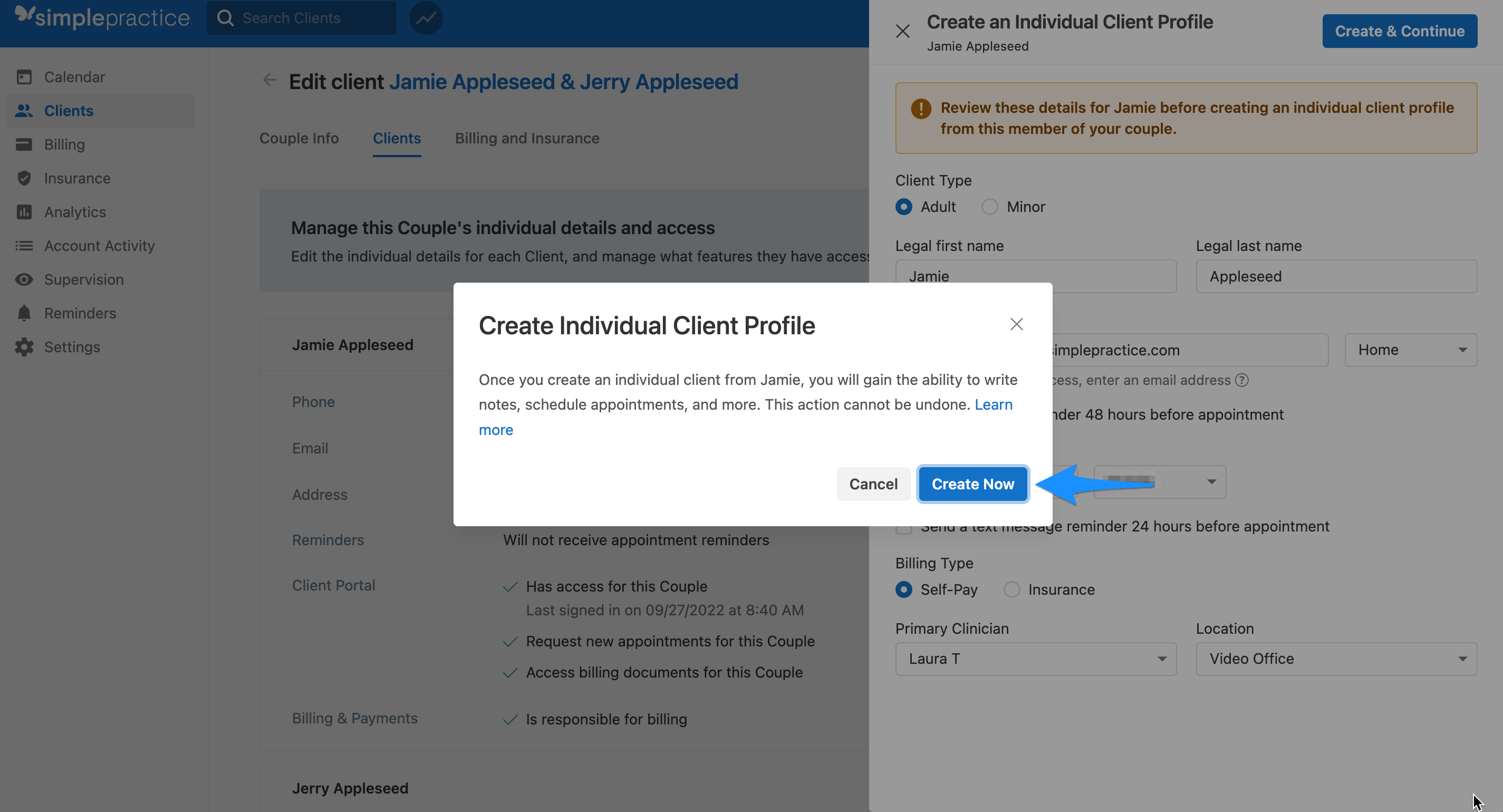 Enhanced Client Management for couples – SimplePractice Support