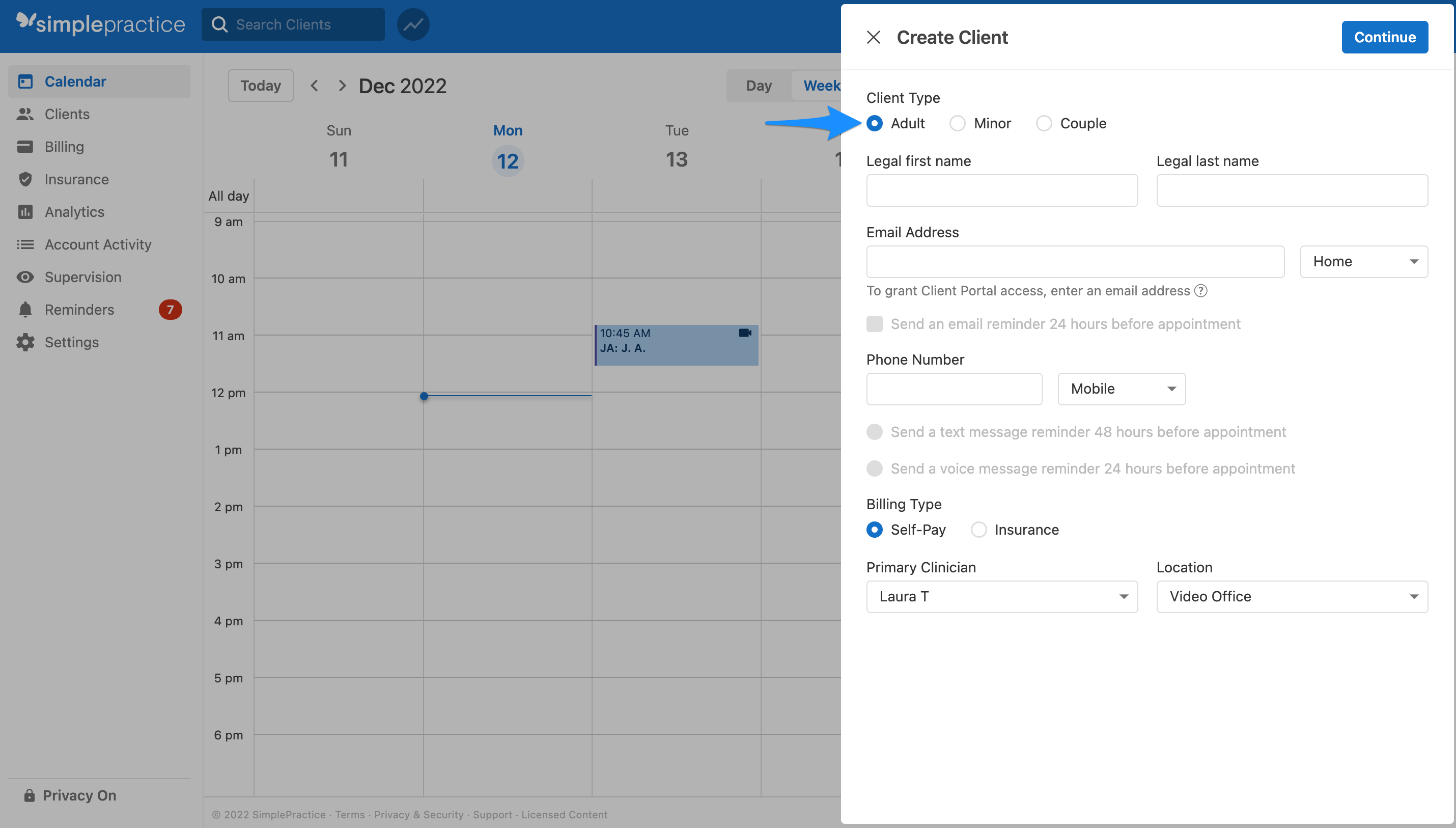 Adding a new client and navigating your Clients and contacts list ...