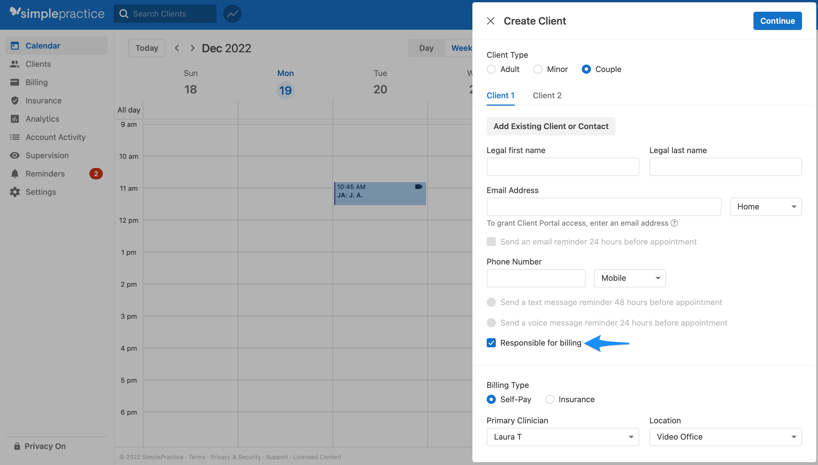 Adding a new client and navigating your Clients and contacts list ...