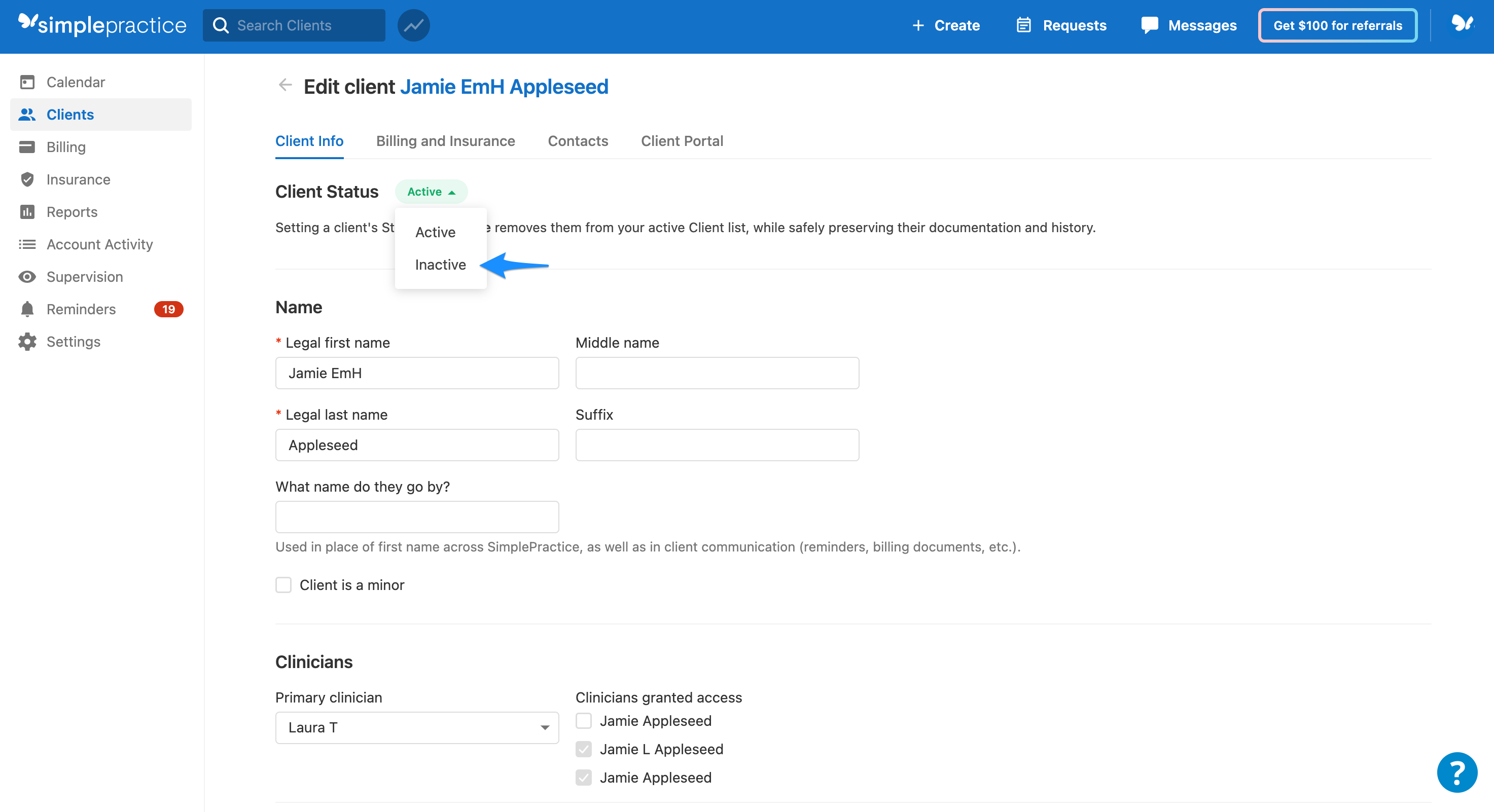 Adding a new client and navigating your Clients and contacts list – SimplePractice Support