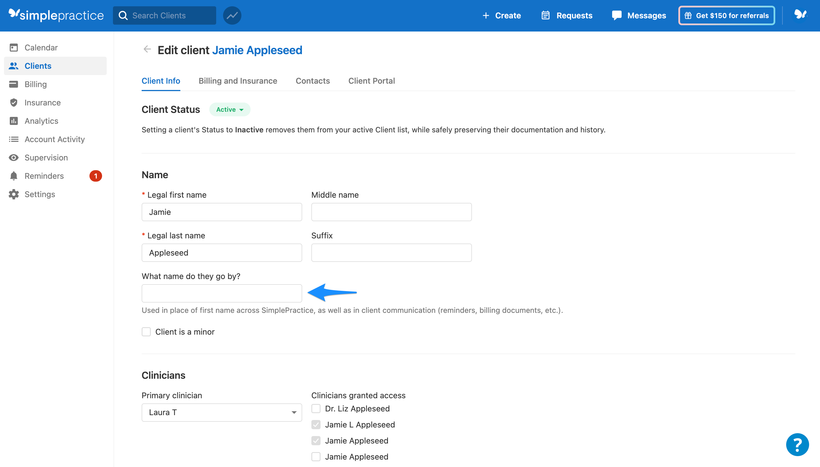 Adding a new client and navigating your Clients and contacts list – SimplePractice Support