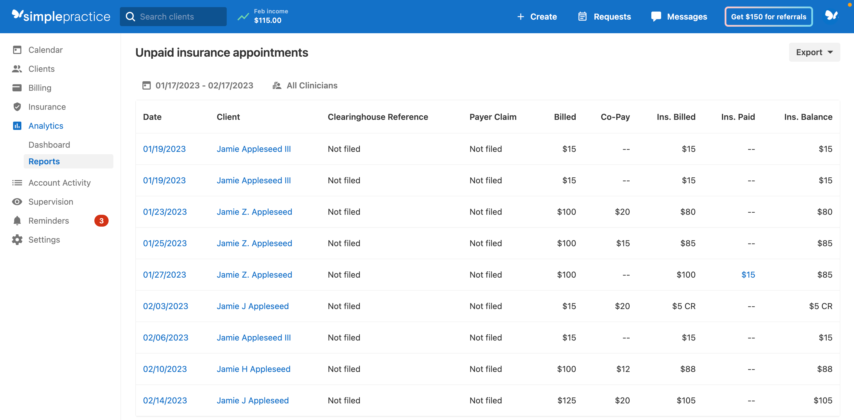 Understanding your insurance reports – SimplePractice Support