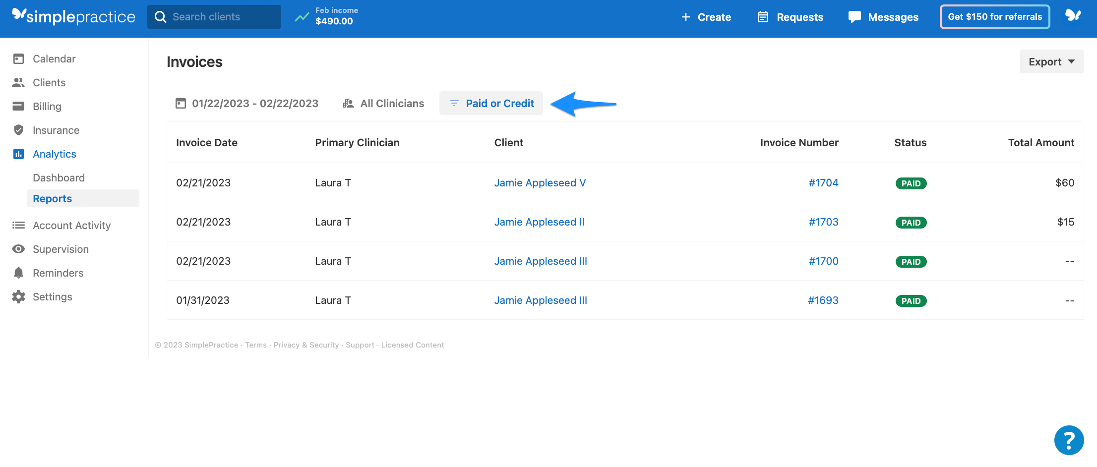 Understanding your billing reports – SimplePractice Support