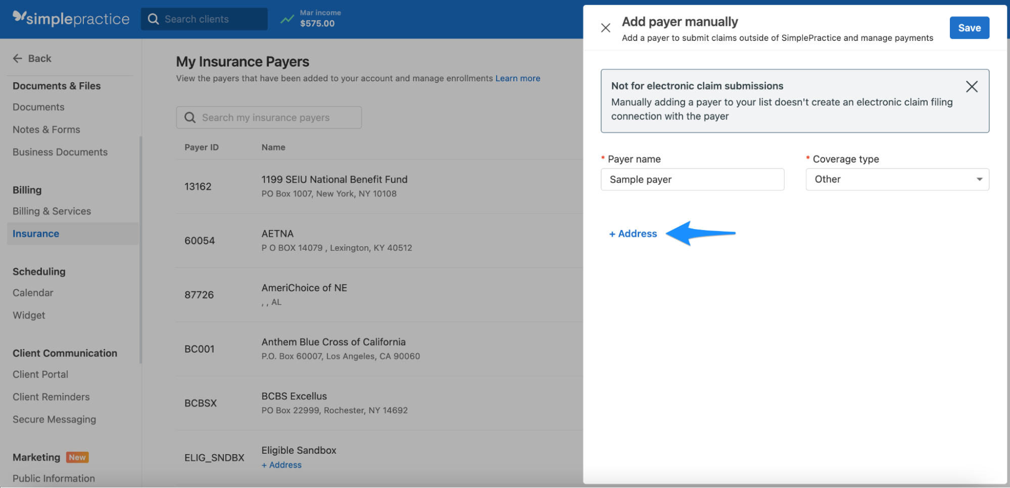 Adding insurance payers and selecting the correct payer ID ...