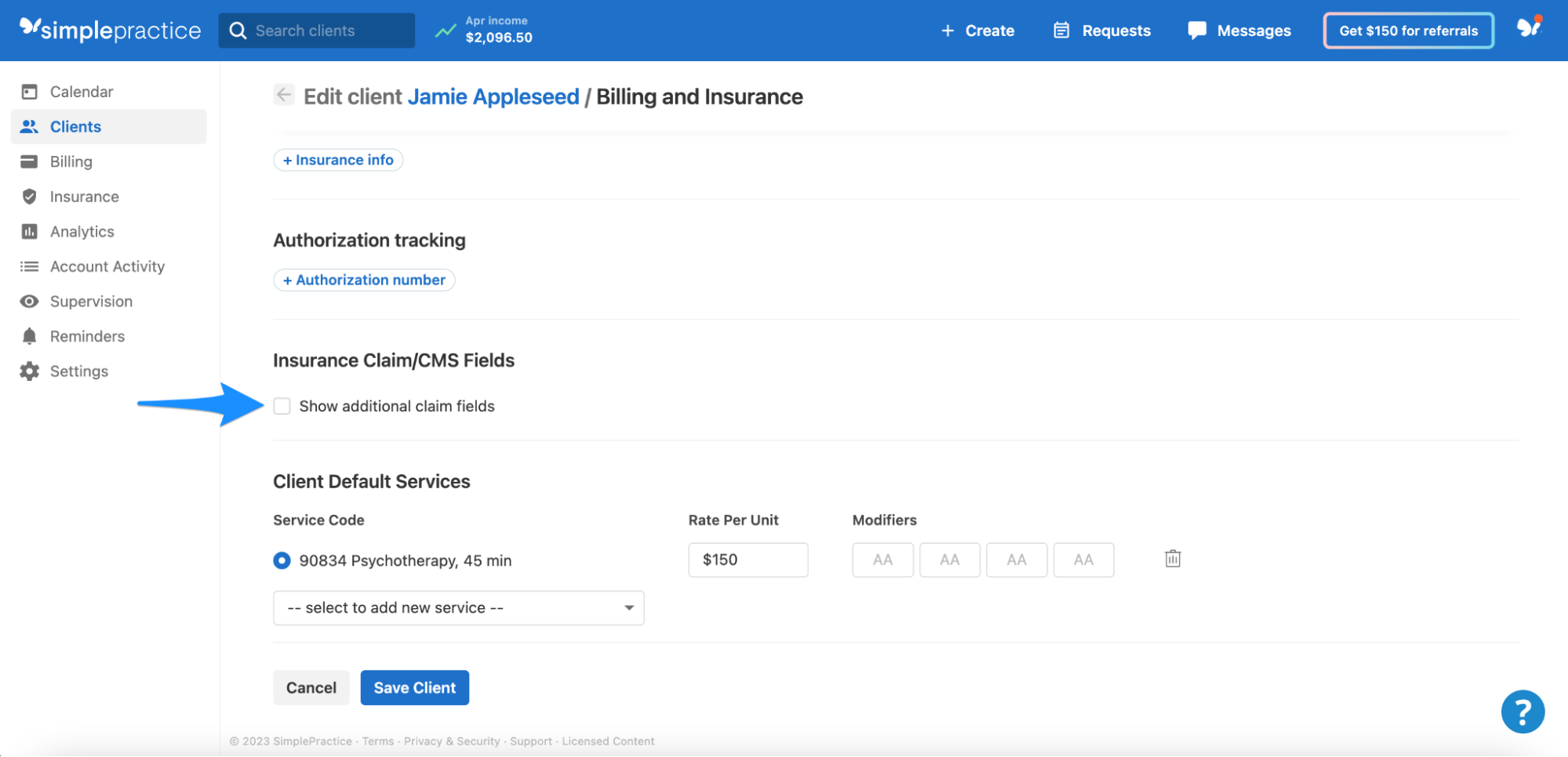 Filing primary claims in SimplePractice – SimplePractice Support