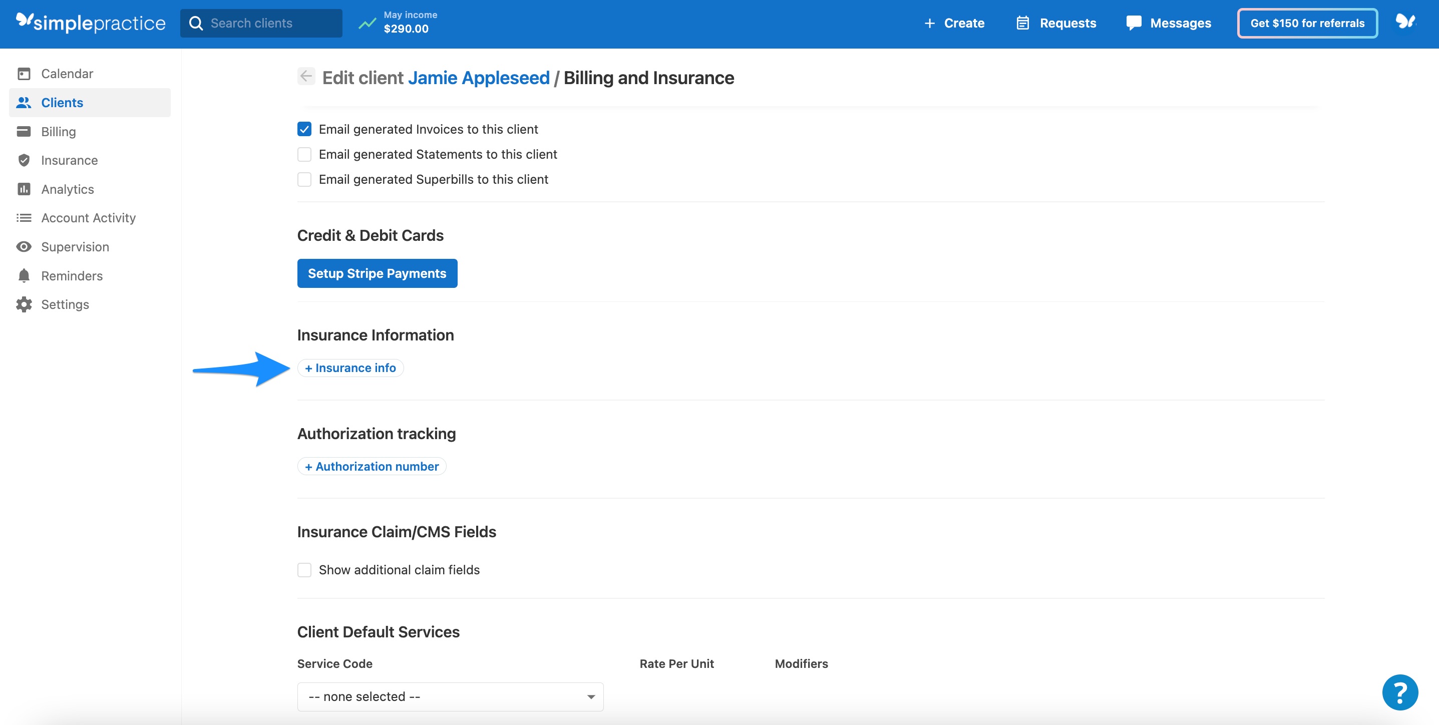 Adding insurance payments – SimplePractice Support