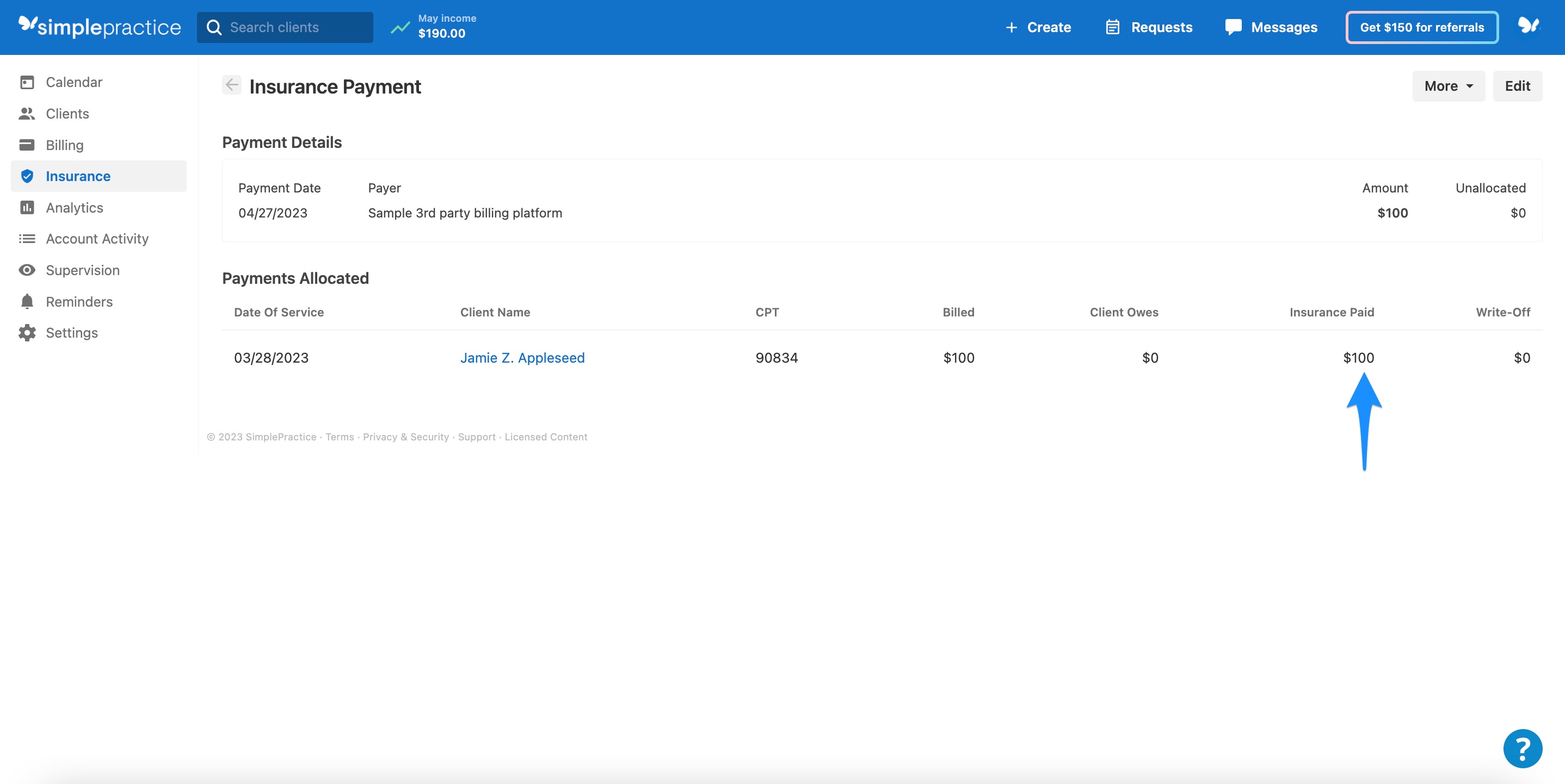 Adding insurance payments – SimplePractice Support