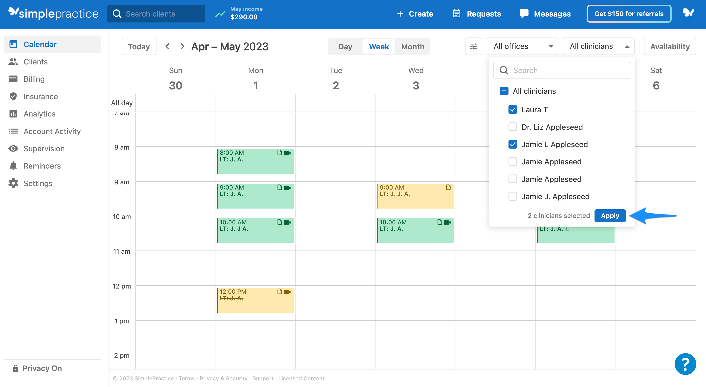 Navigating your calendar – SimplePractice Support