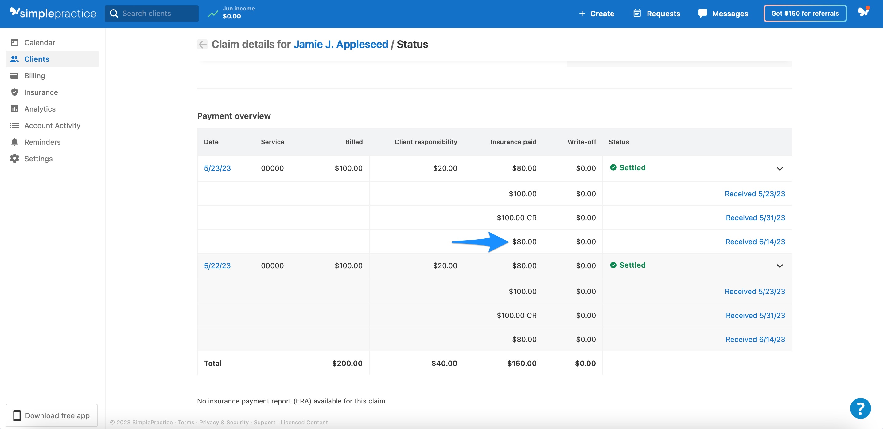 Adding insurance payments – SimplePractice Support
