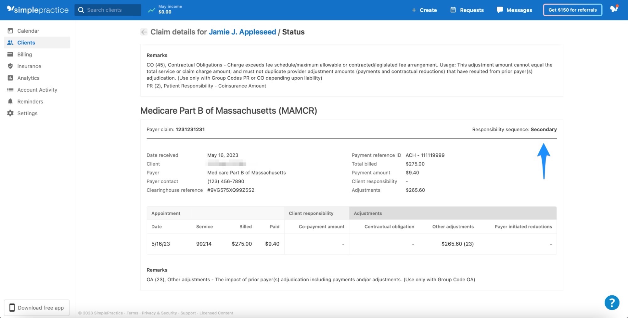 Filing secondary insurance claims – SimplePractice Support