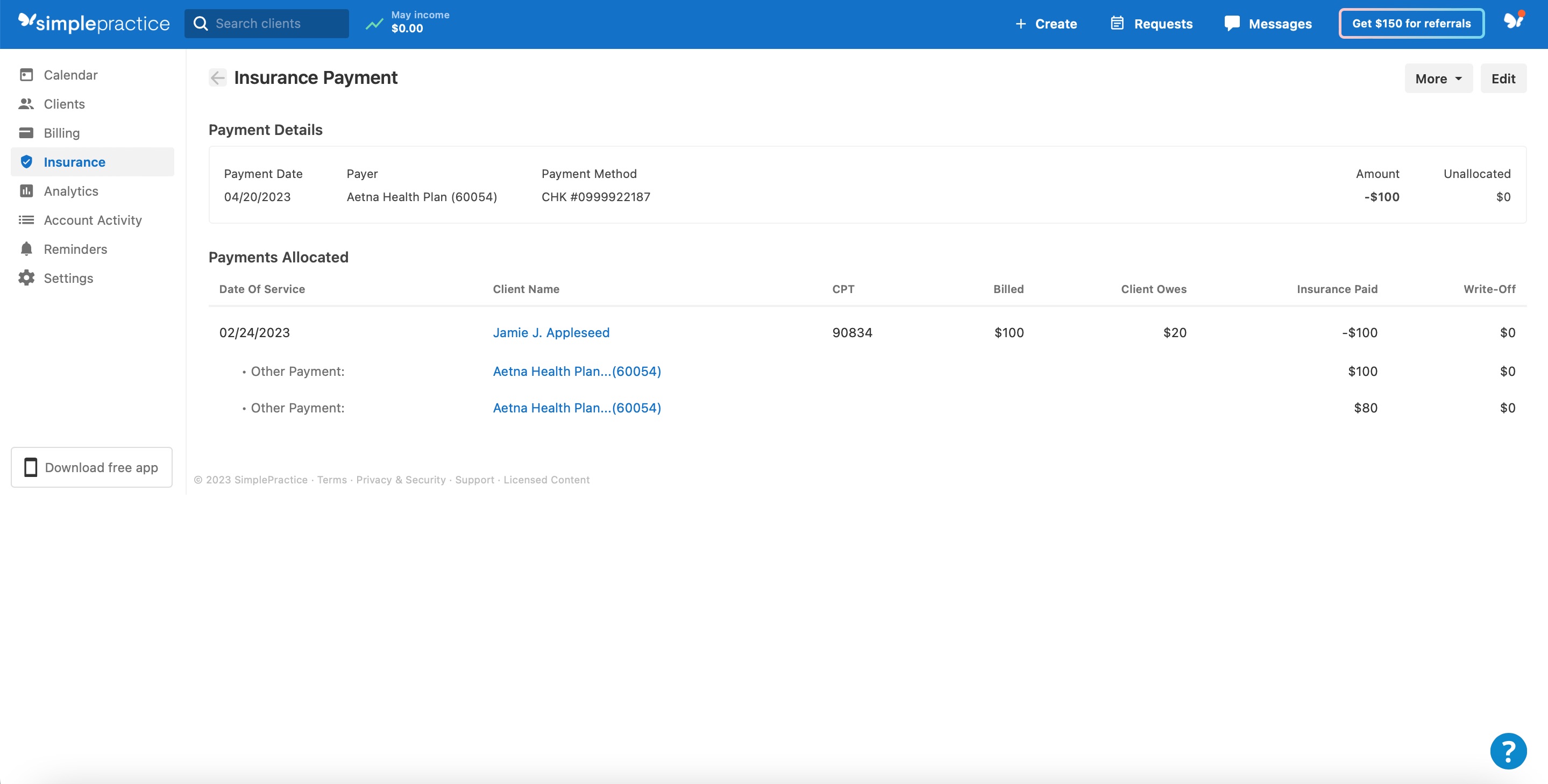 Managing insurance adjustments – SimplePractice Support