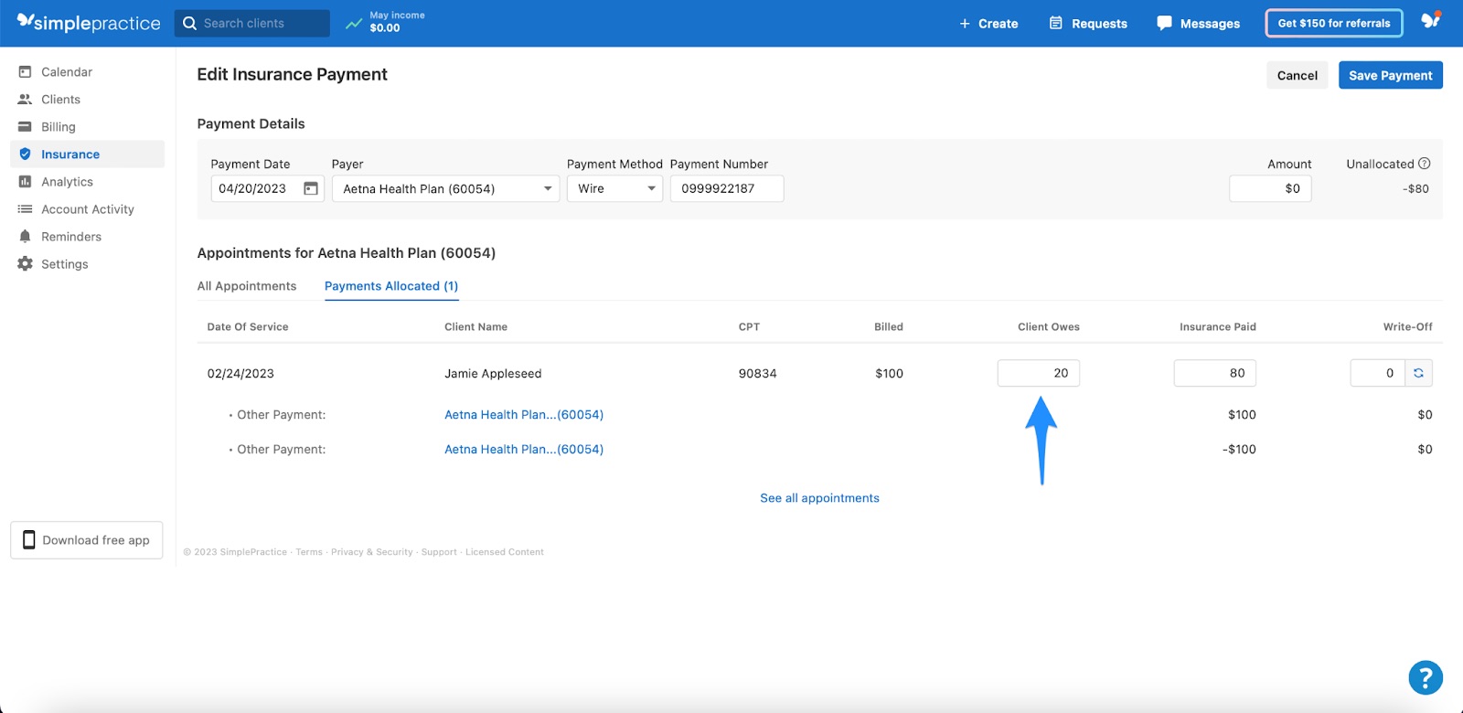 Managing insurance adjustments – SimplePractice Support