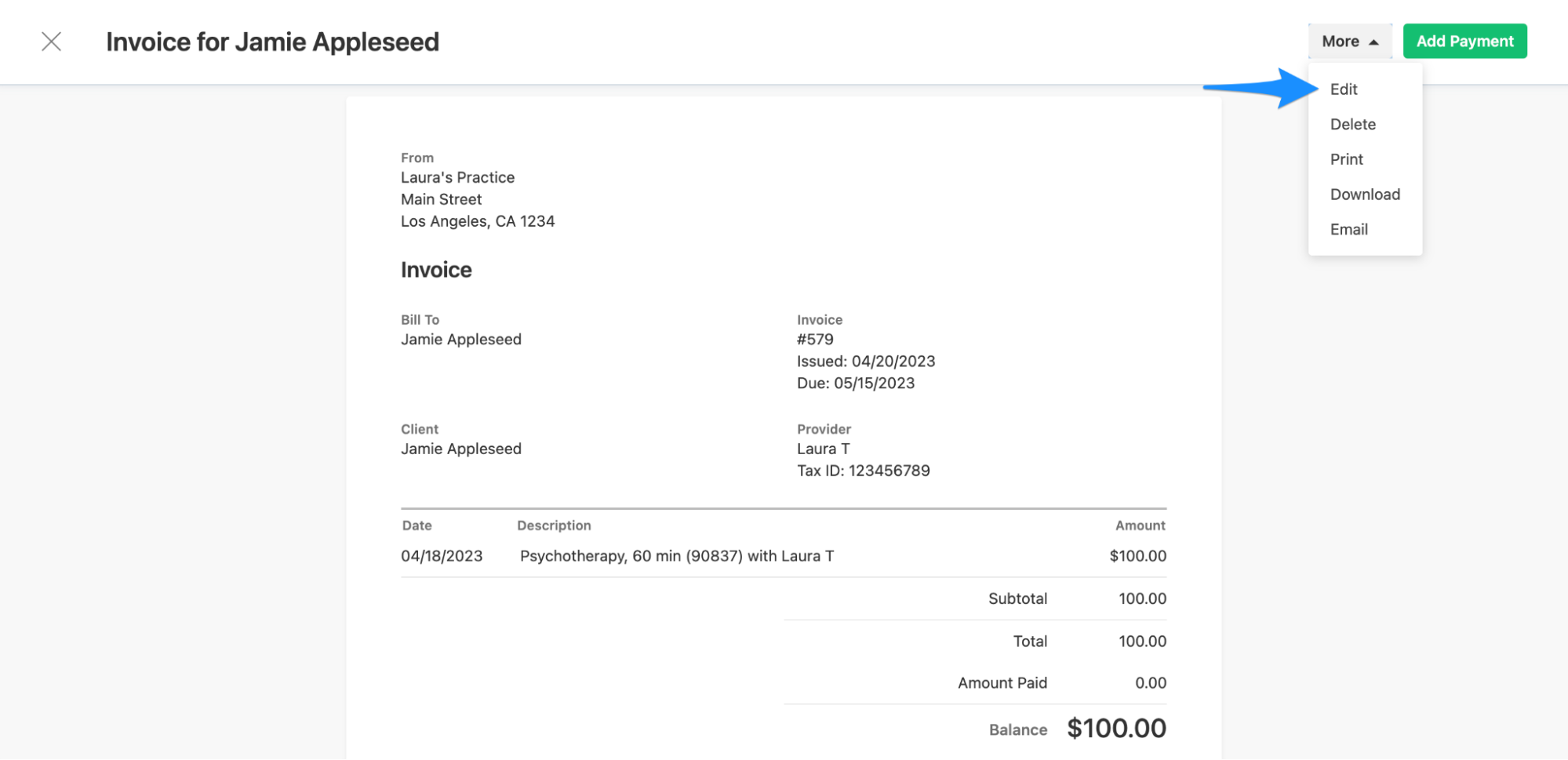 Creating invoices – SimplePractice Support