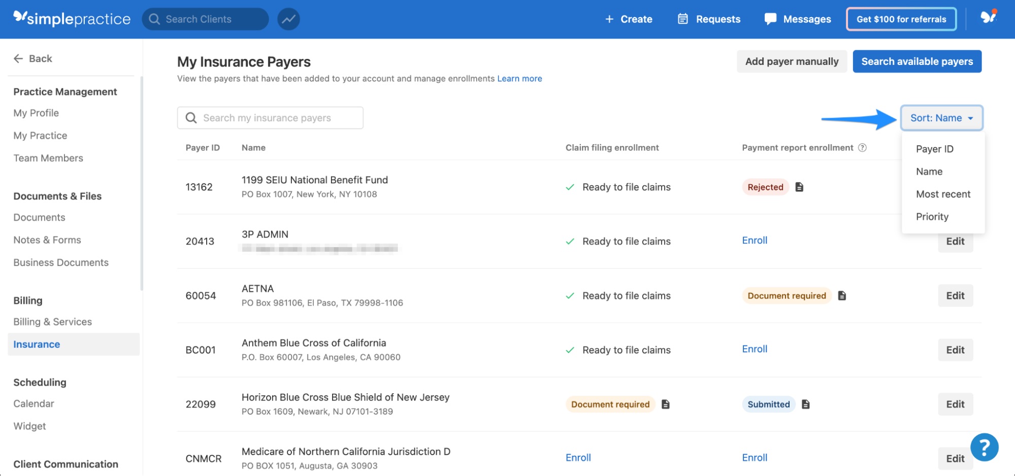 Submitting enrollments to file claims and receive Payment Reports ...