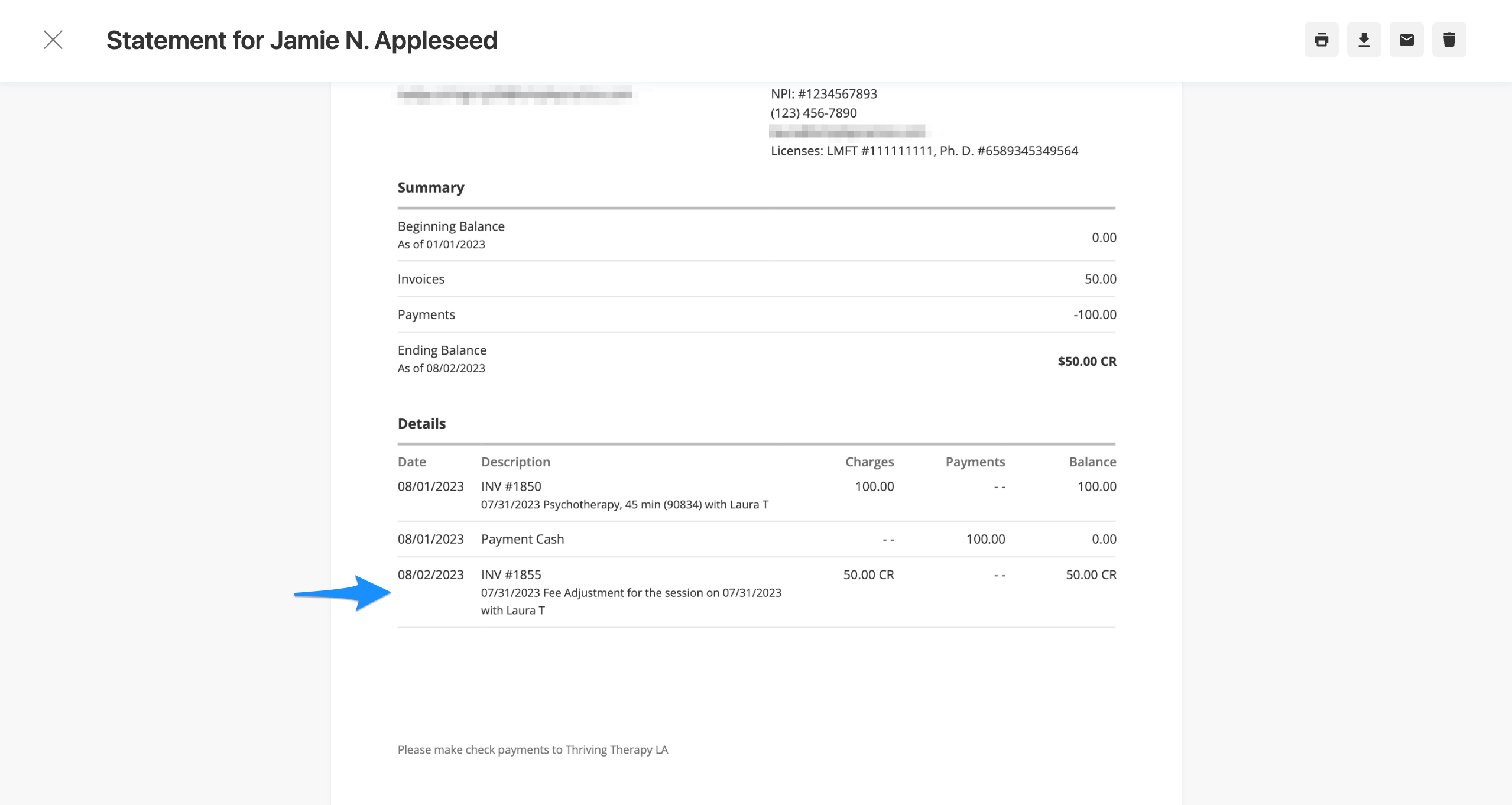 Creating statements – SimplePractice Support