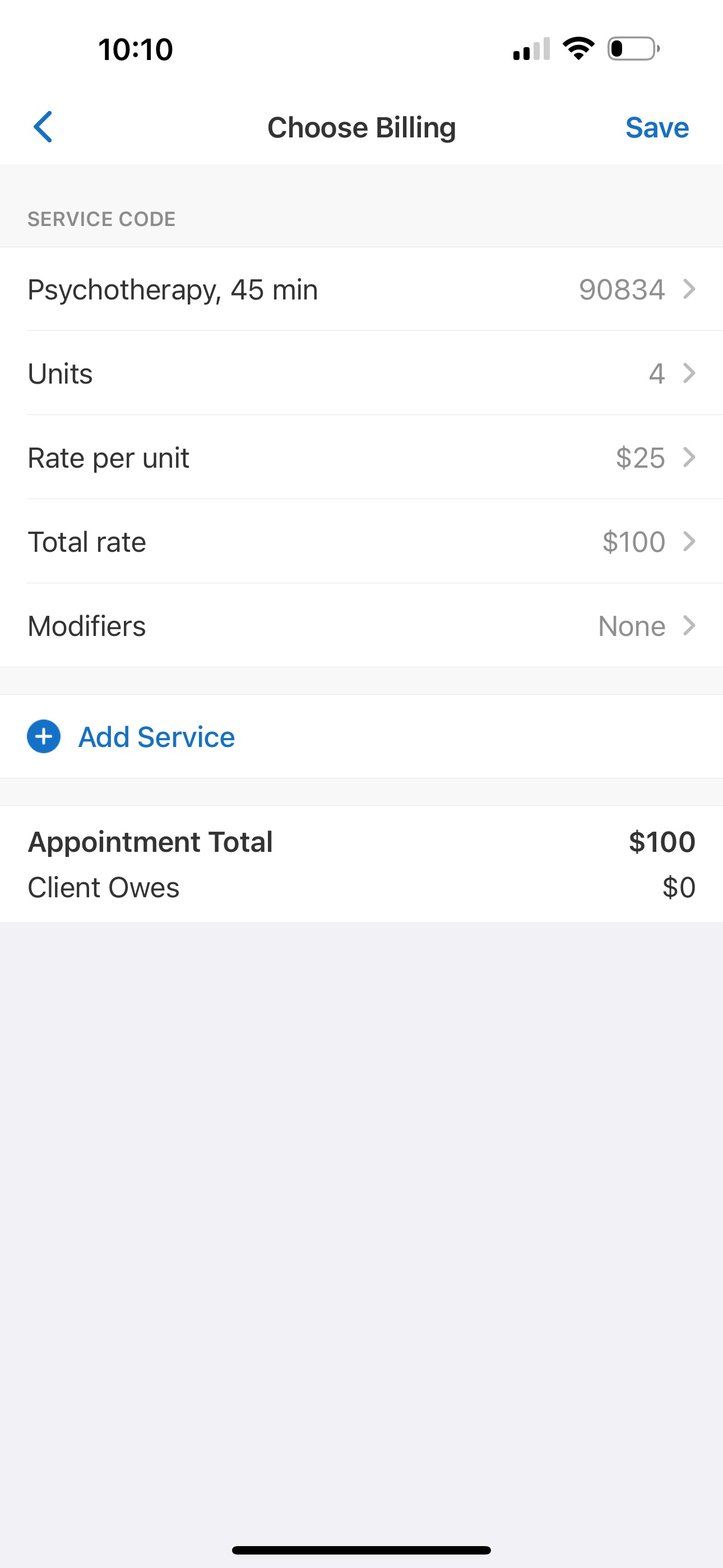 Using Unit Billing and multiple service codes – SimplePractice Support