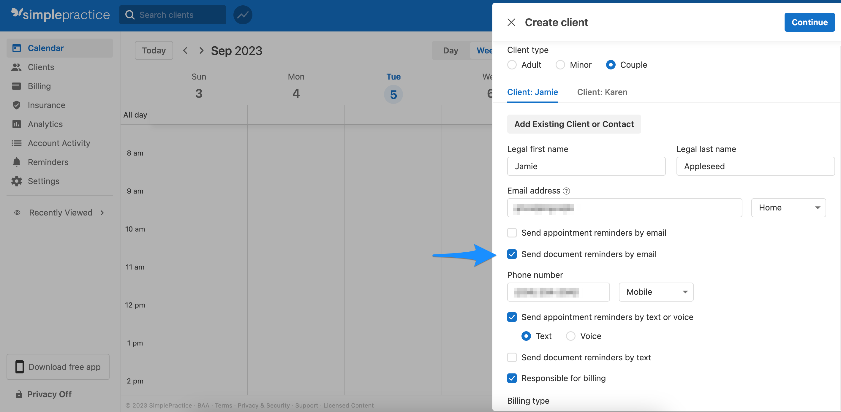 Adding a new client and navigating your Clients and contacts list ...