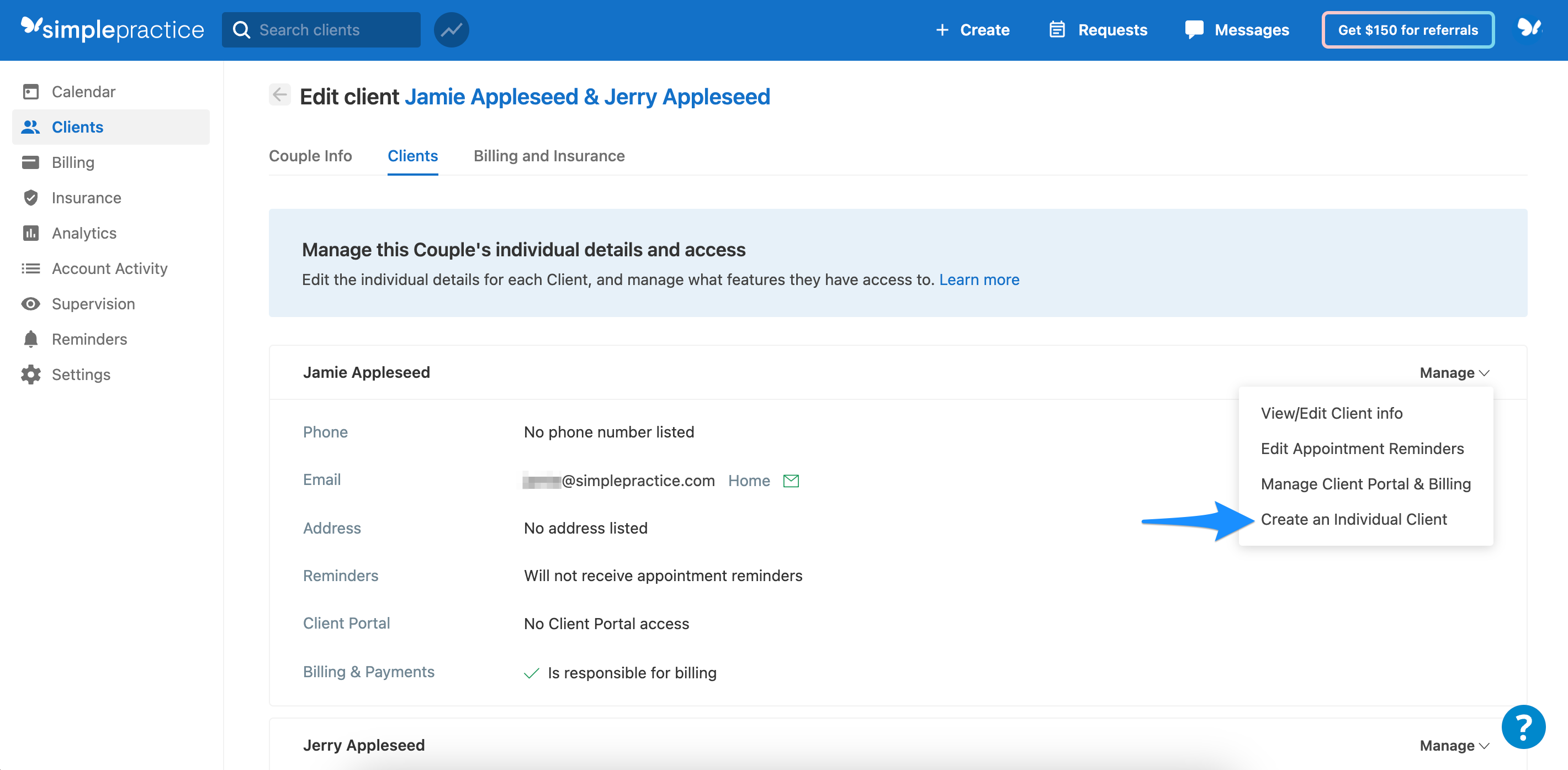 Enhanced Client Management for couples – SimplePractice Support