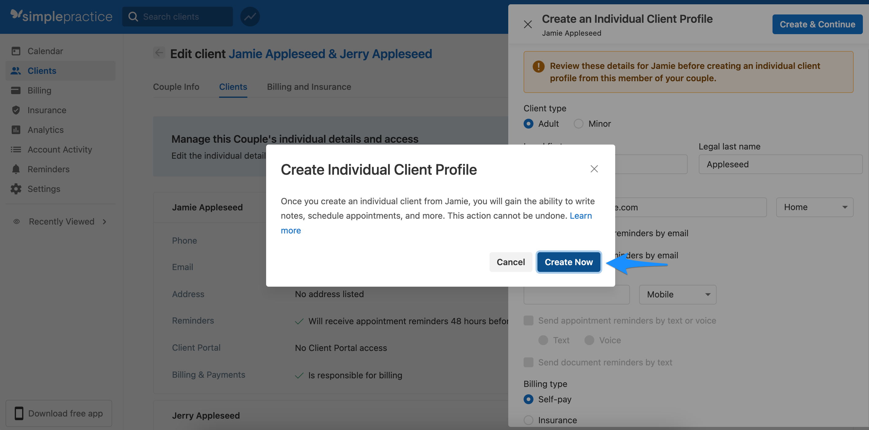 Enhanced Client Management for couples – SimplePractice Support