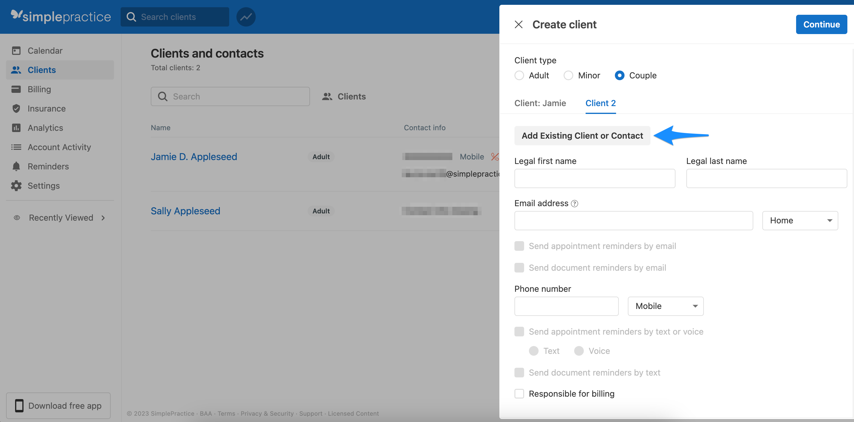 Enhanced Client Management for couples – SimplePractice Support