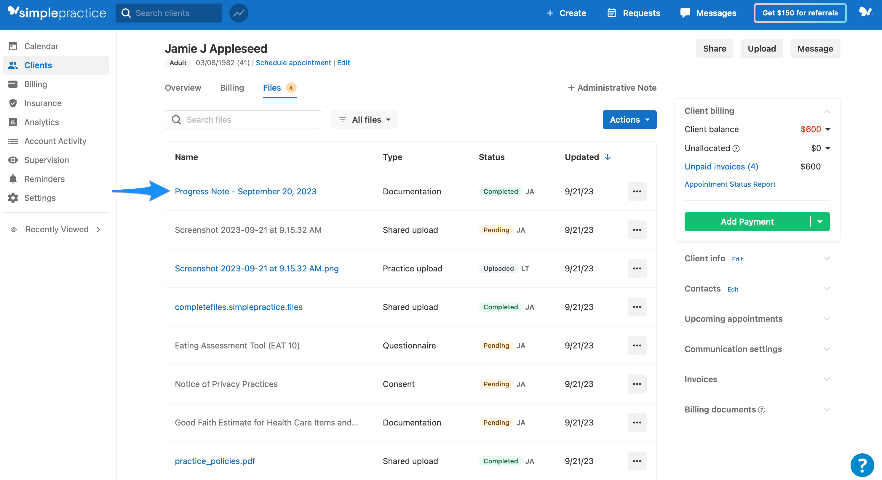 Sending intake forms and documents to clients – SimplePractice Support