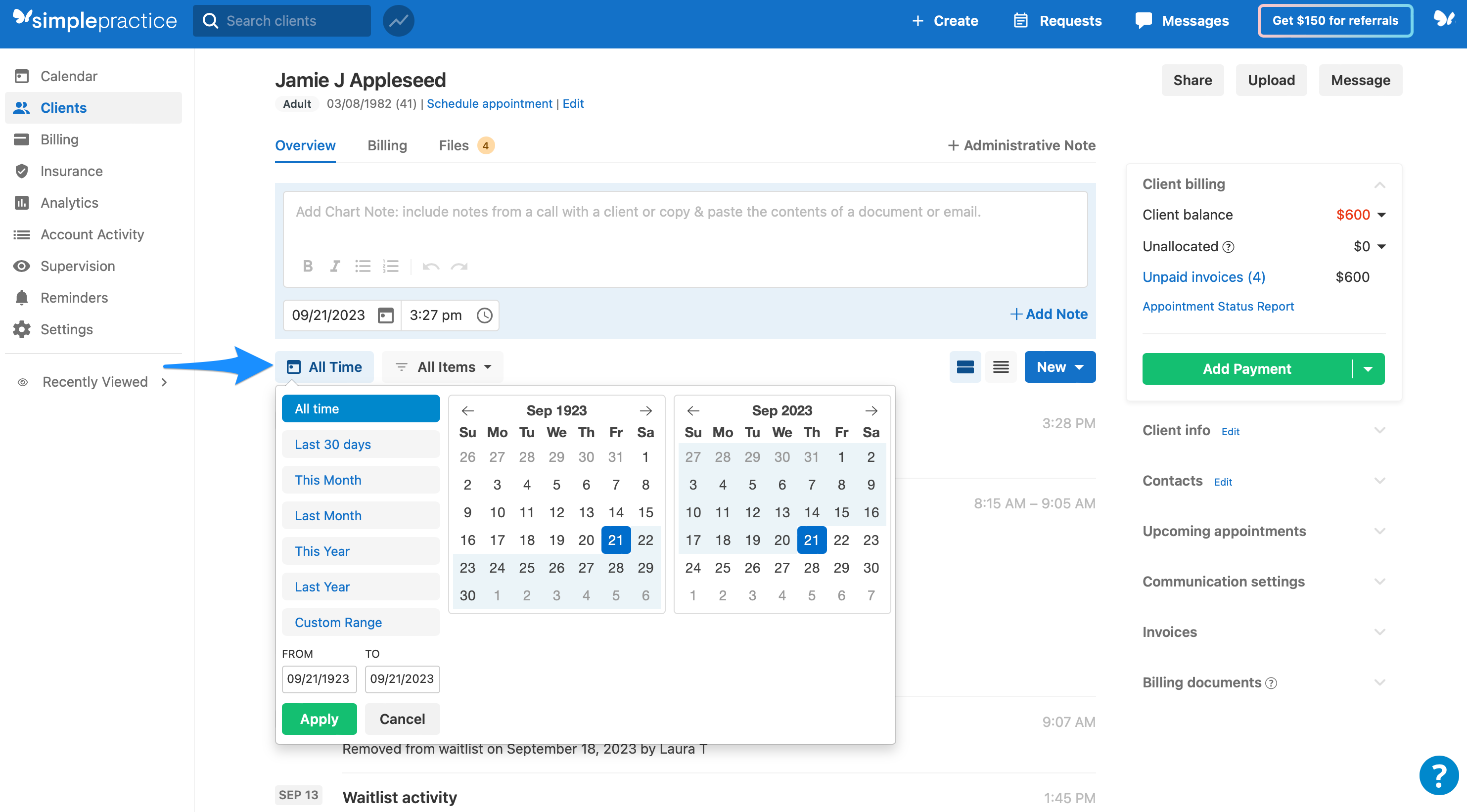 Navigating The Client Overview Page Simplepractice Support