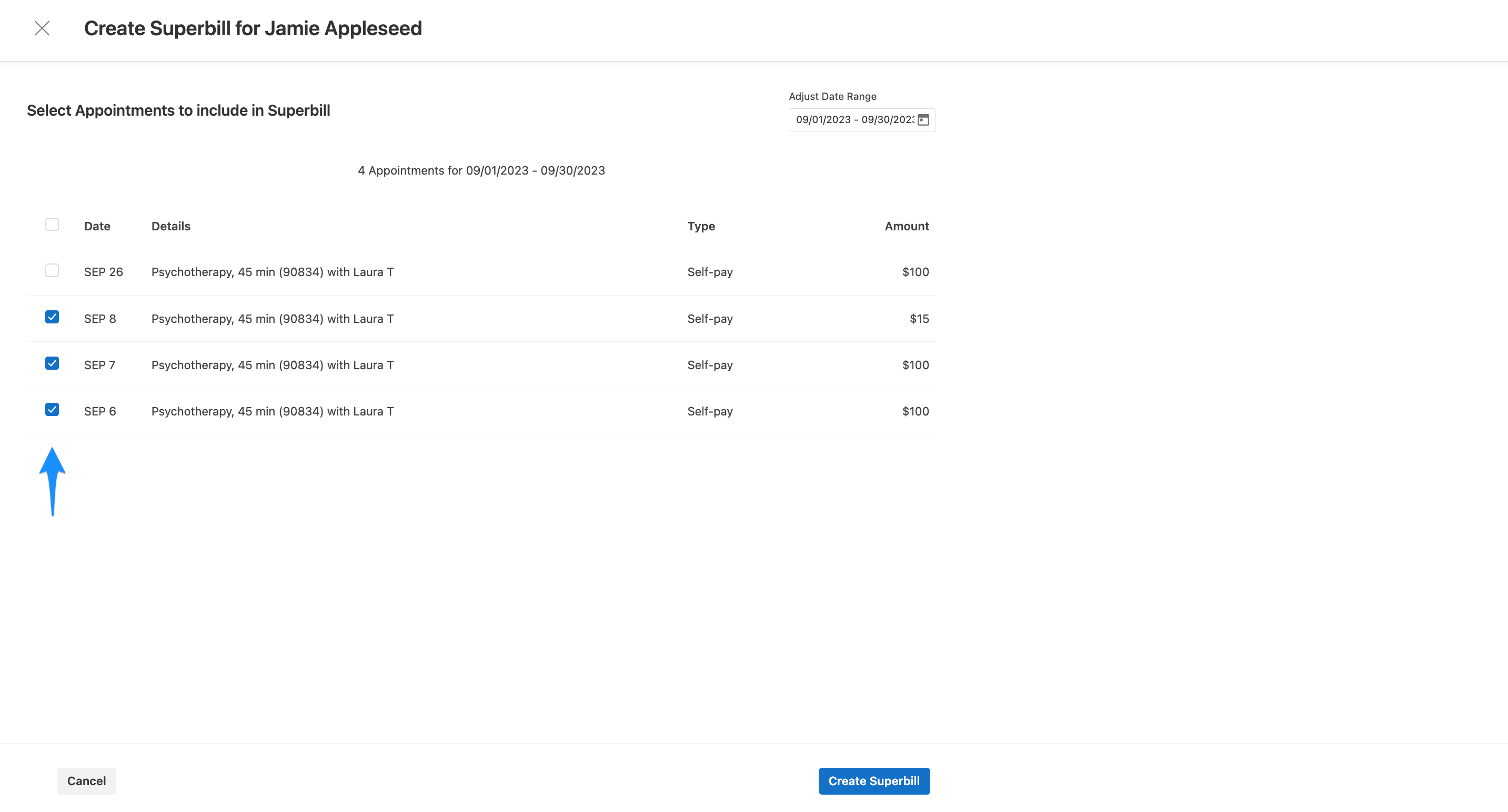 Creating superbills – SimplePractice Support