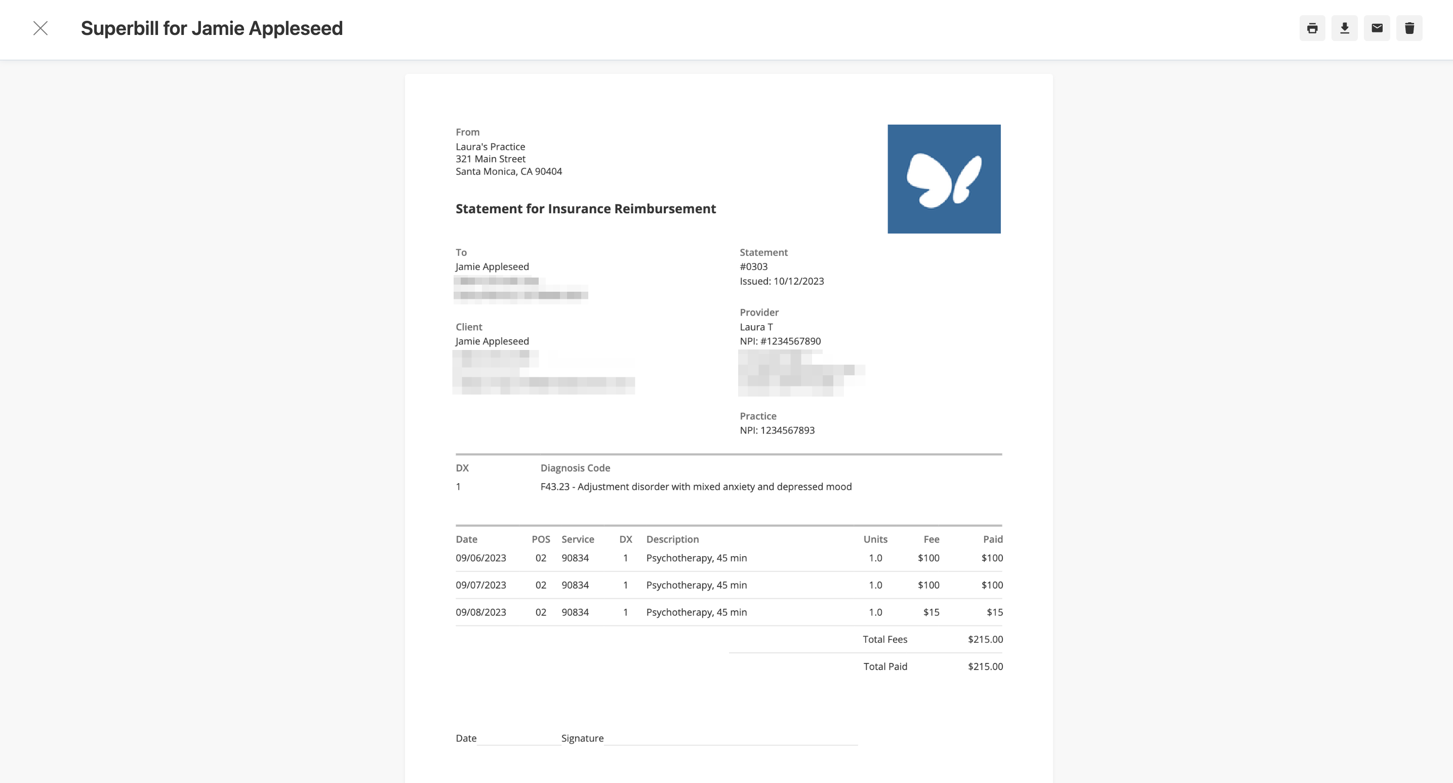 Creating superbills – SimplePractice Support