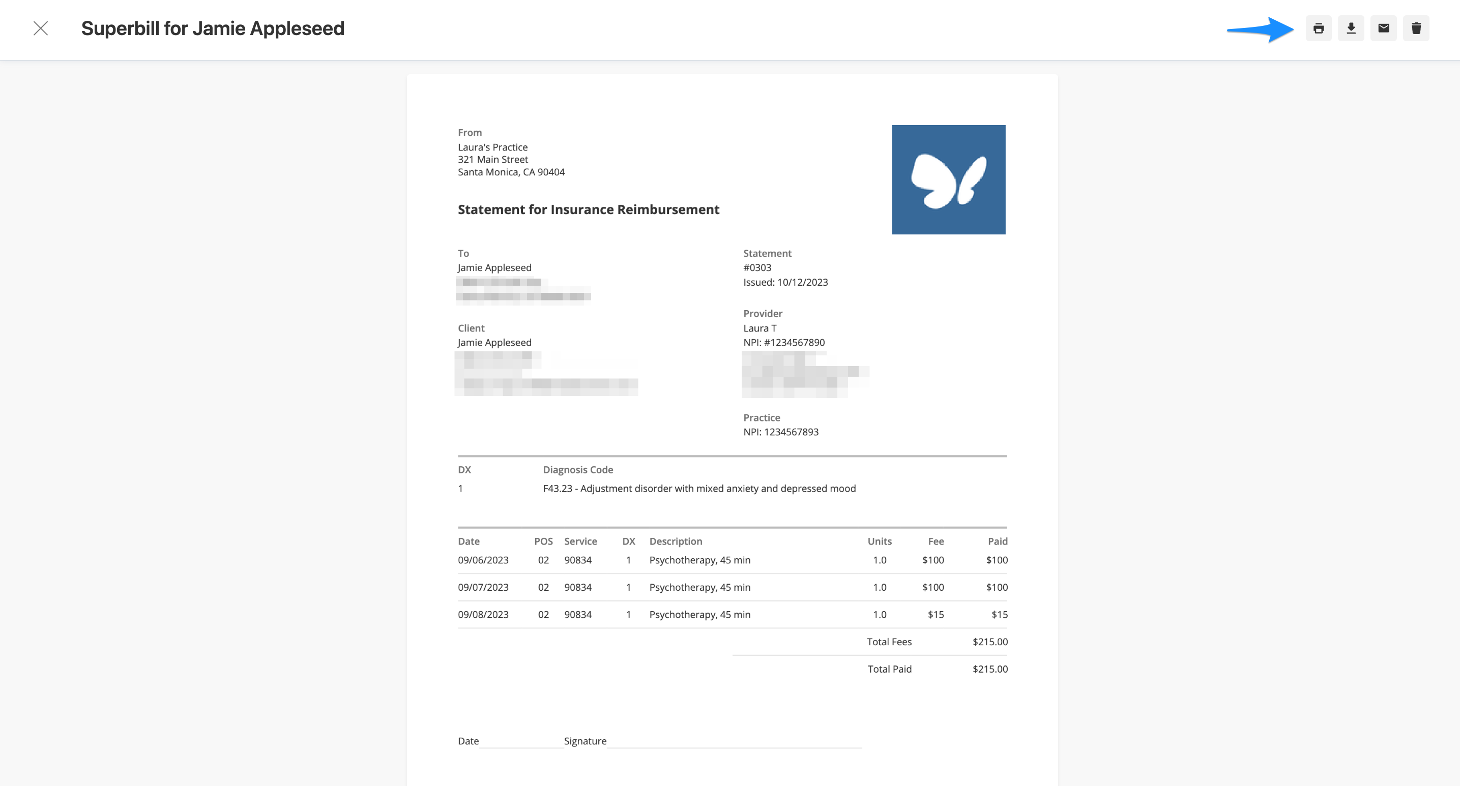 Creating superbills – SimplePractice Support