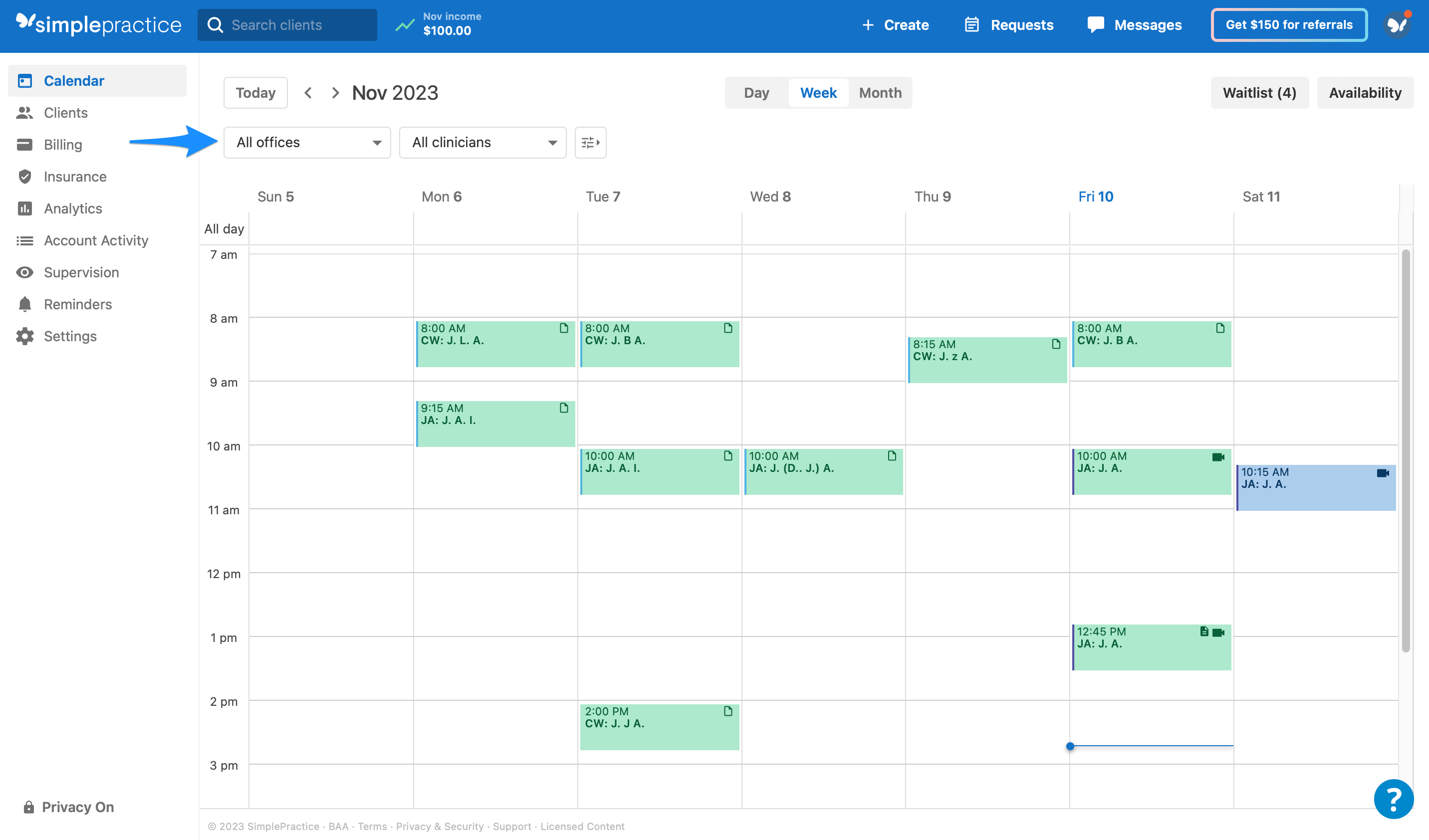 Using your calendar in a group practice – SimplePractice Support