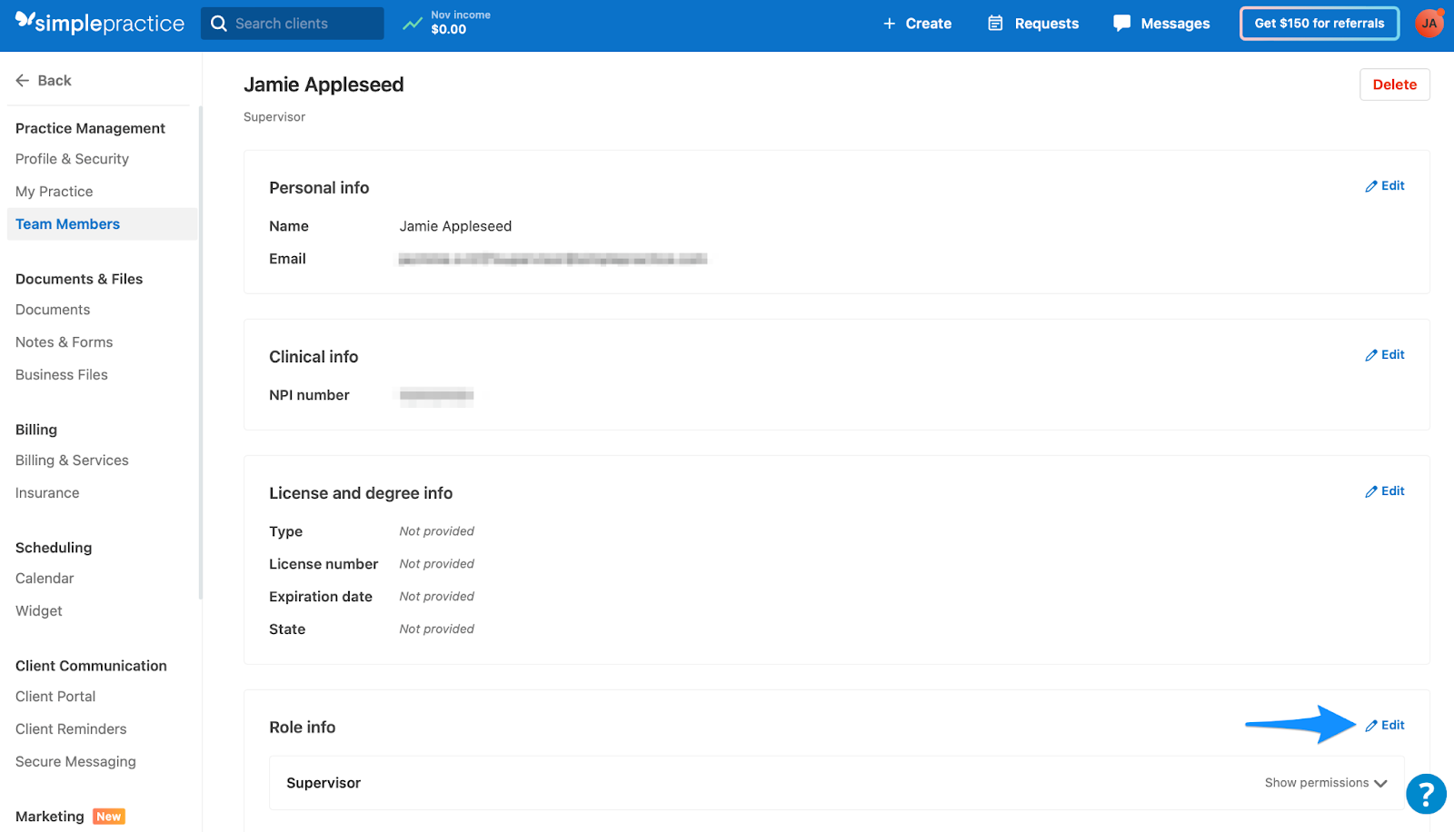 Adding and managing team members – SimplePractice Support