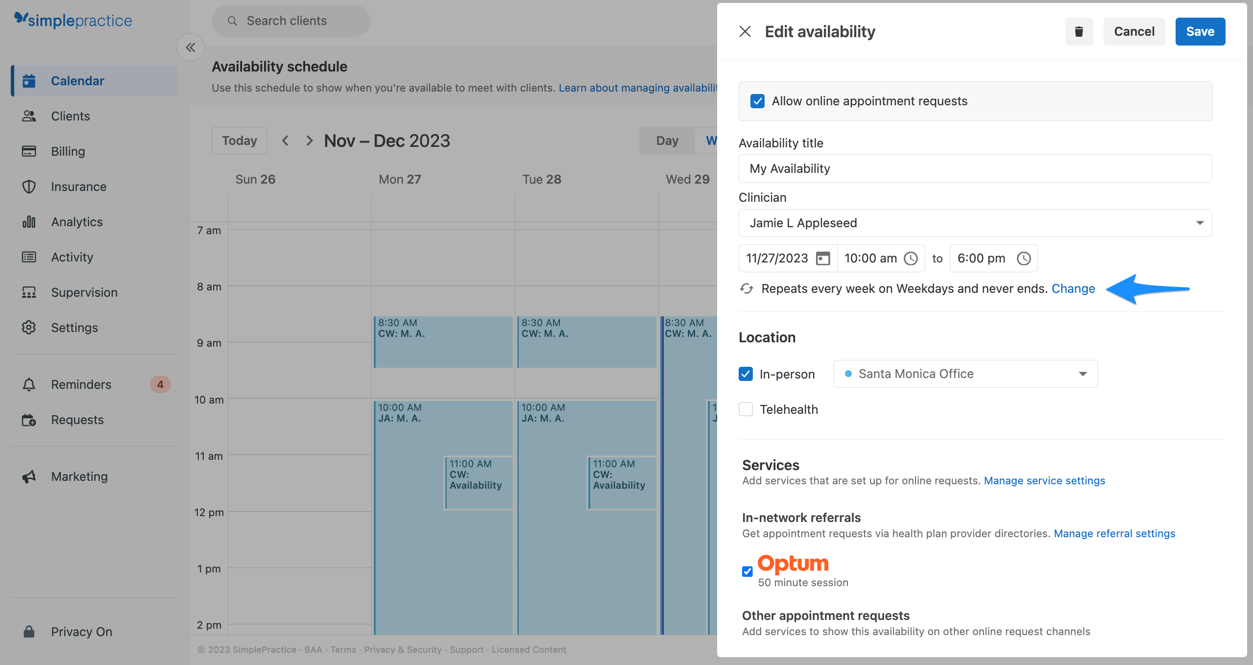 Managing your Availability – SimplePractice Support