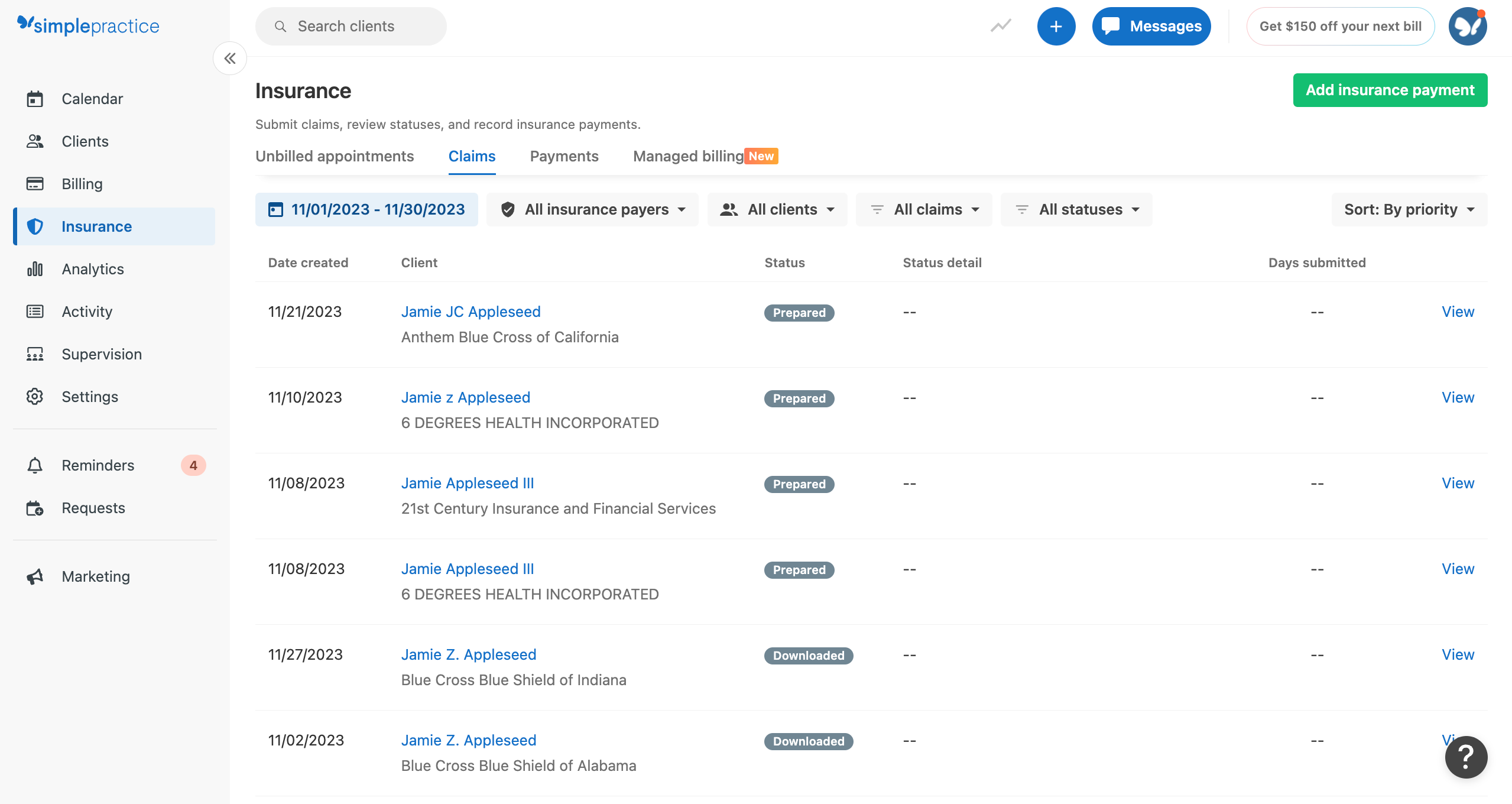 Managing client and insurance billing – SimplePractice Support