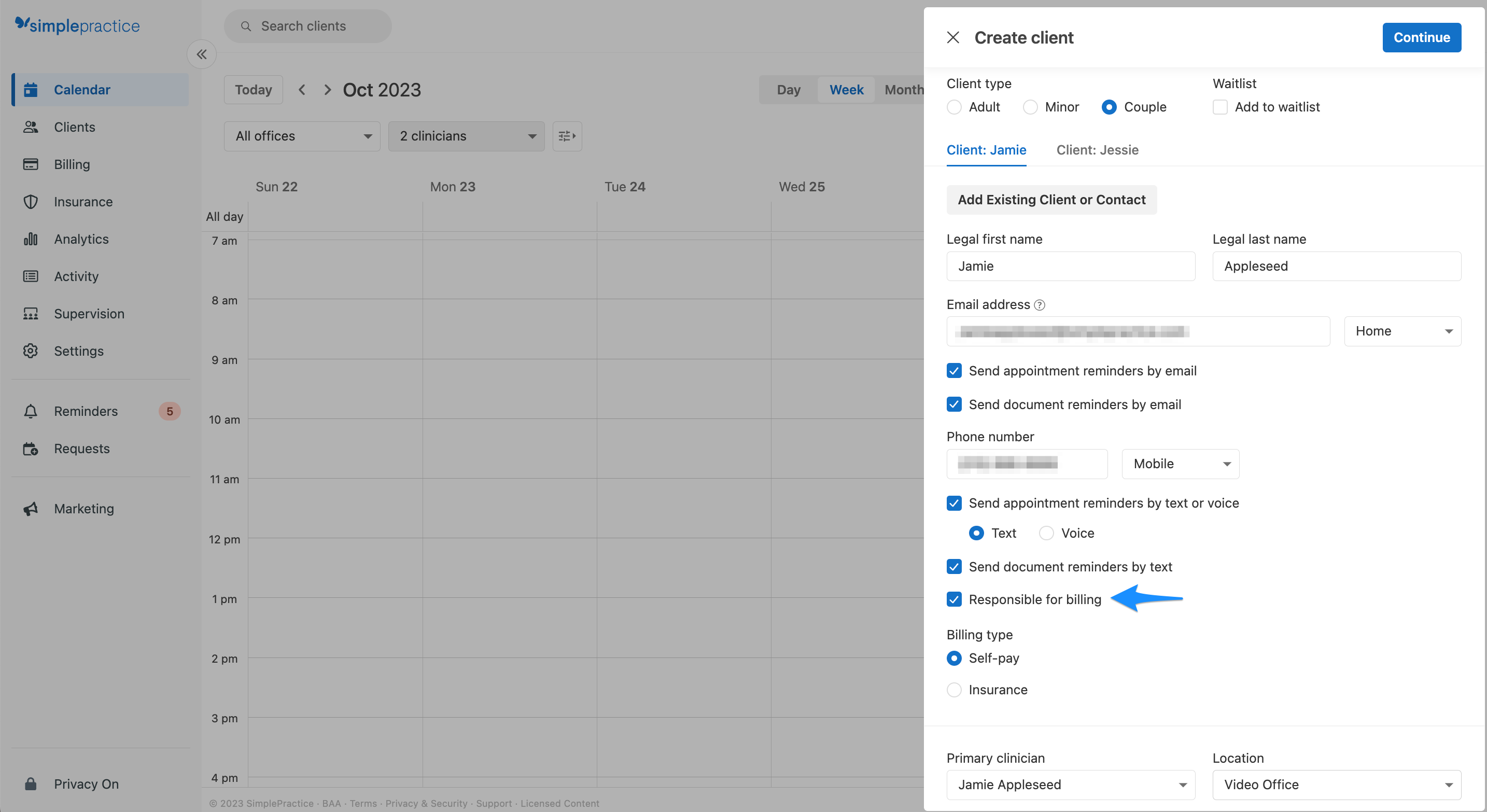 Adding a new client and navigating your Clients and contacts list ...
