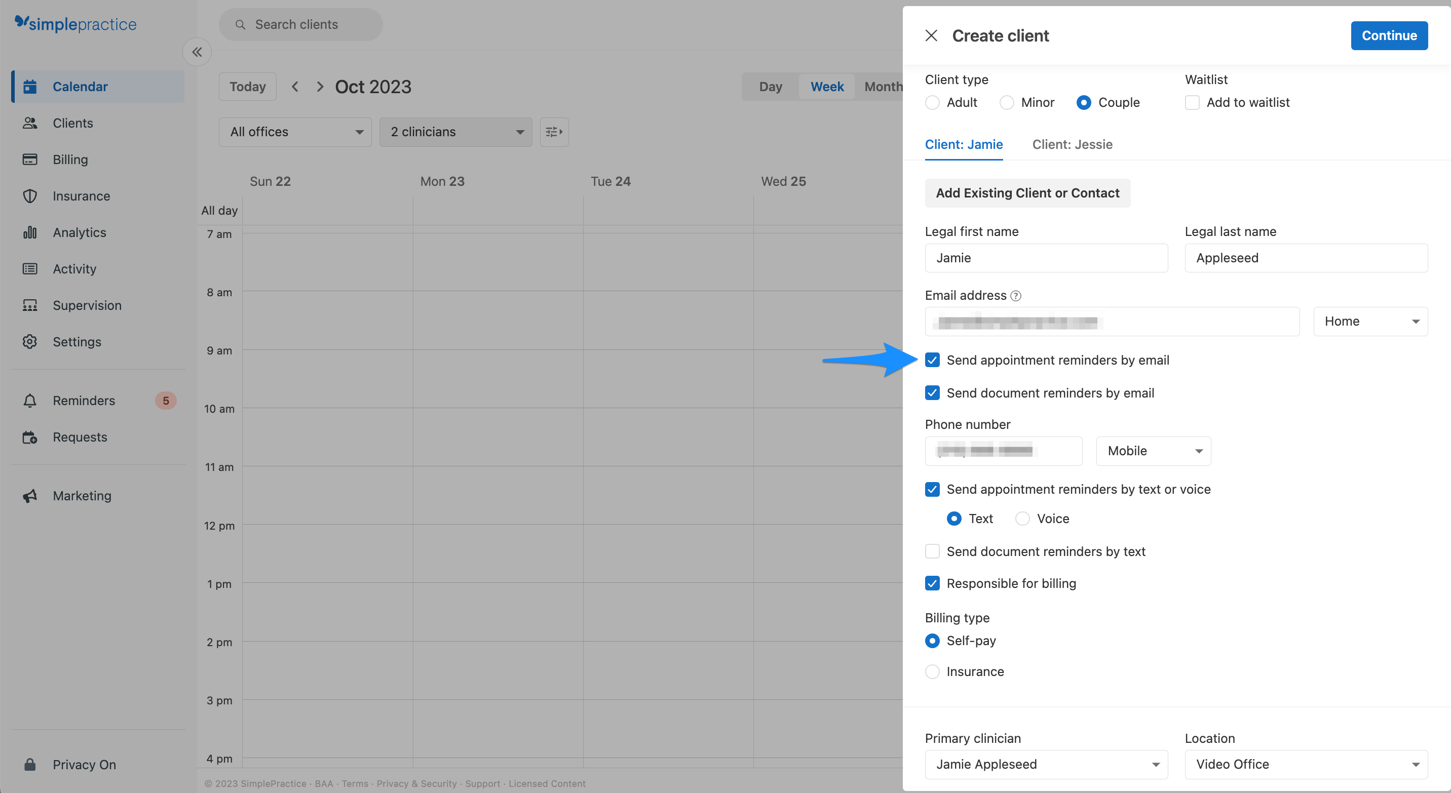 Adding a new client and navigating your Clients and contacts list ...
