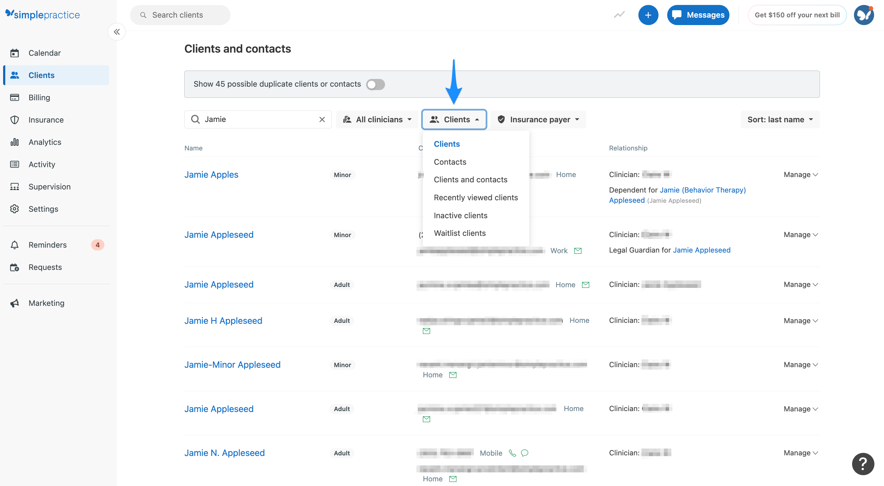 Adding A New Client And Navigating Your Clients And Contacts List Simplepractice Support