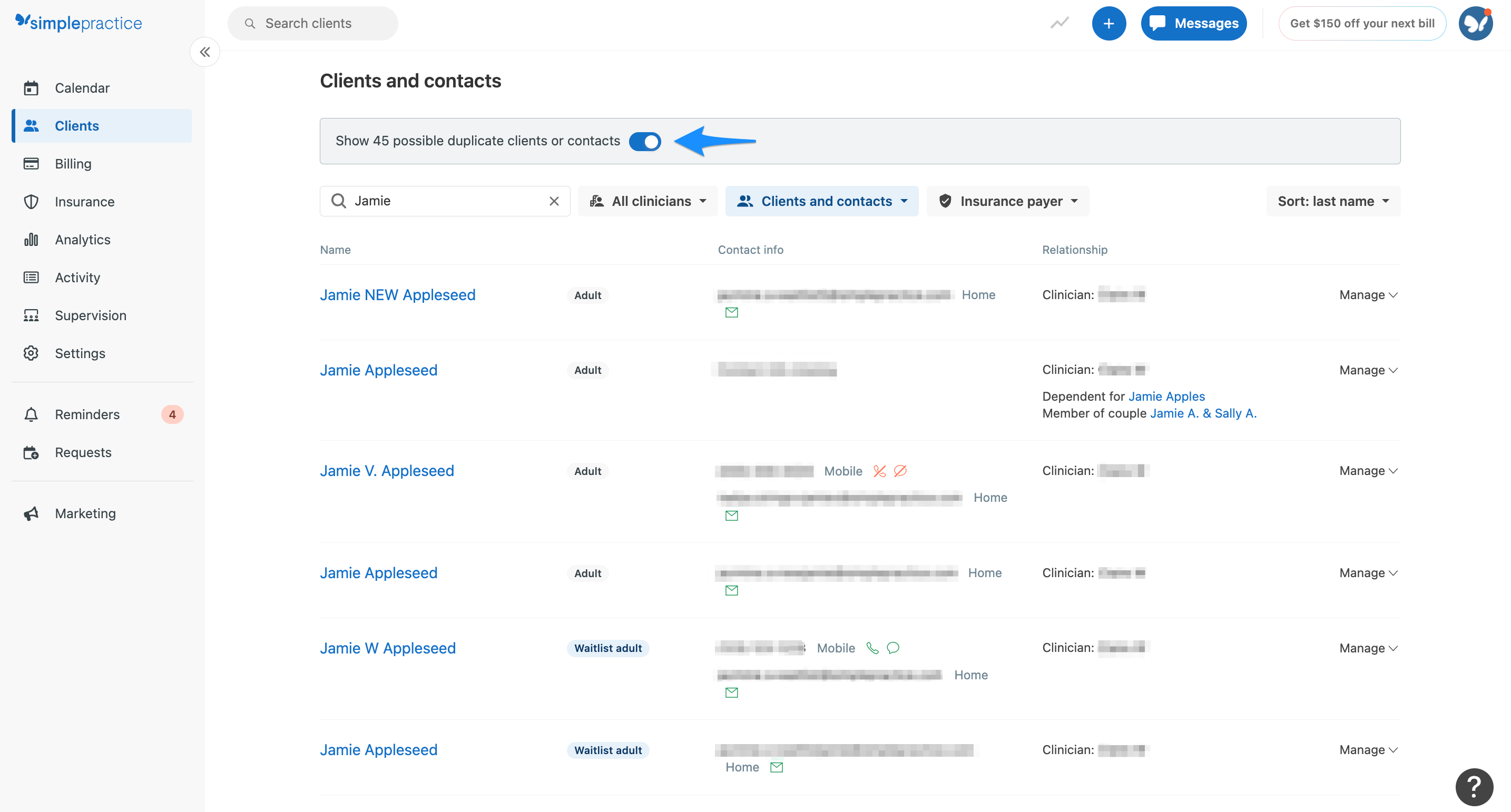 Adding a new client and navigating your Clients and contacts list – SimplePractice Support