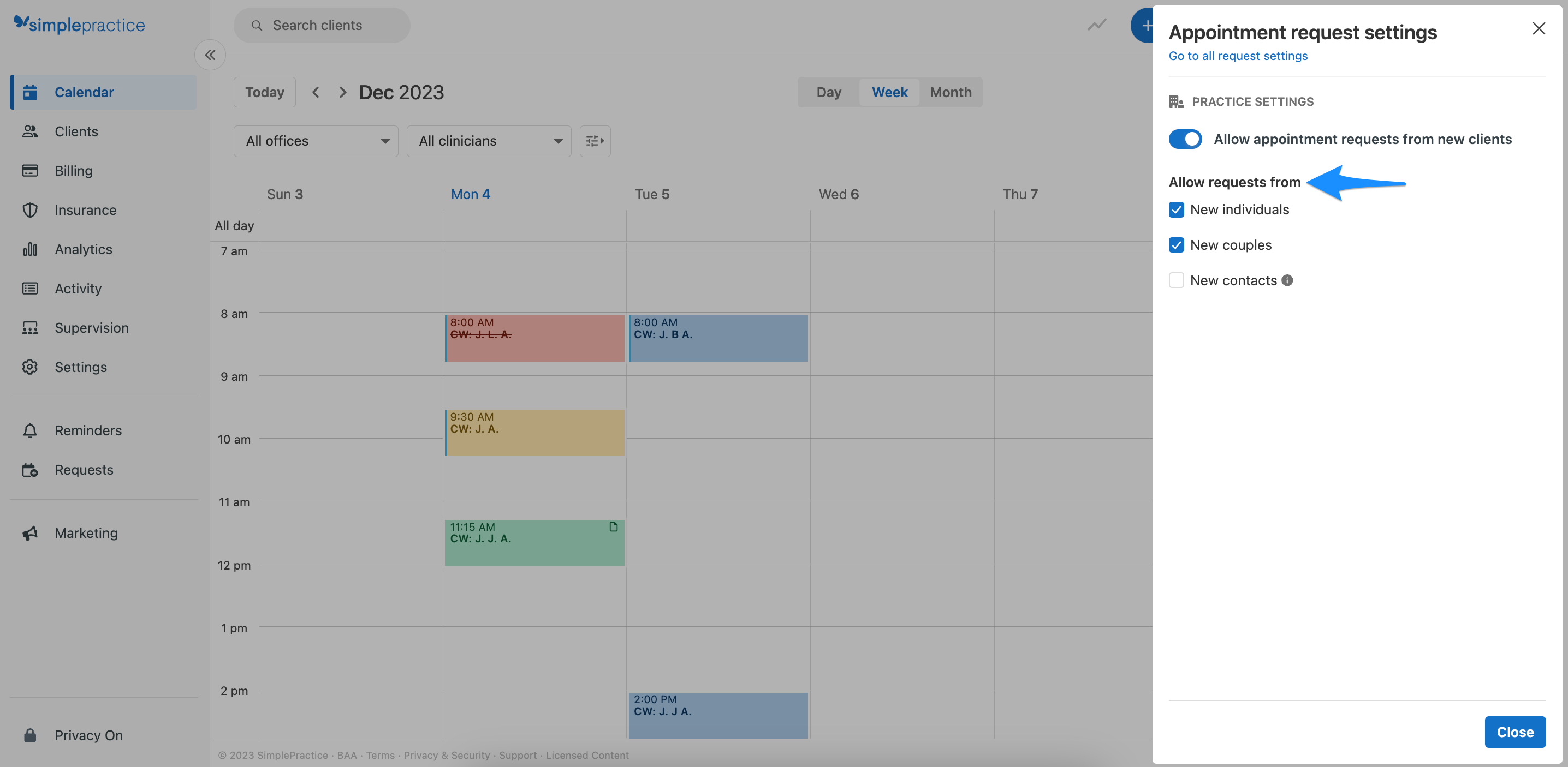 Enabling online appointment requests – SimplePractice Support