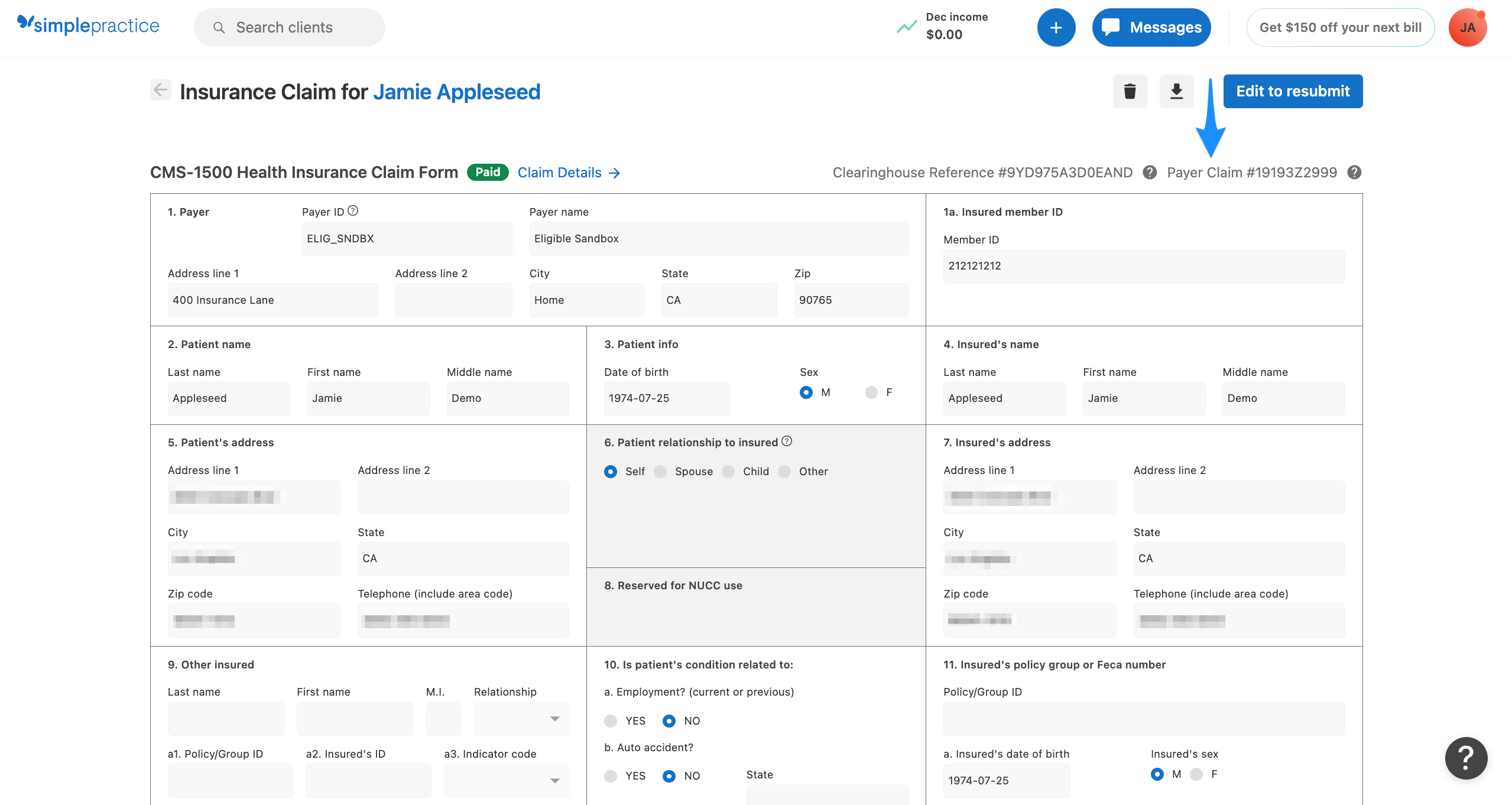 Submitting a corrected claim – SimplePractice Support