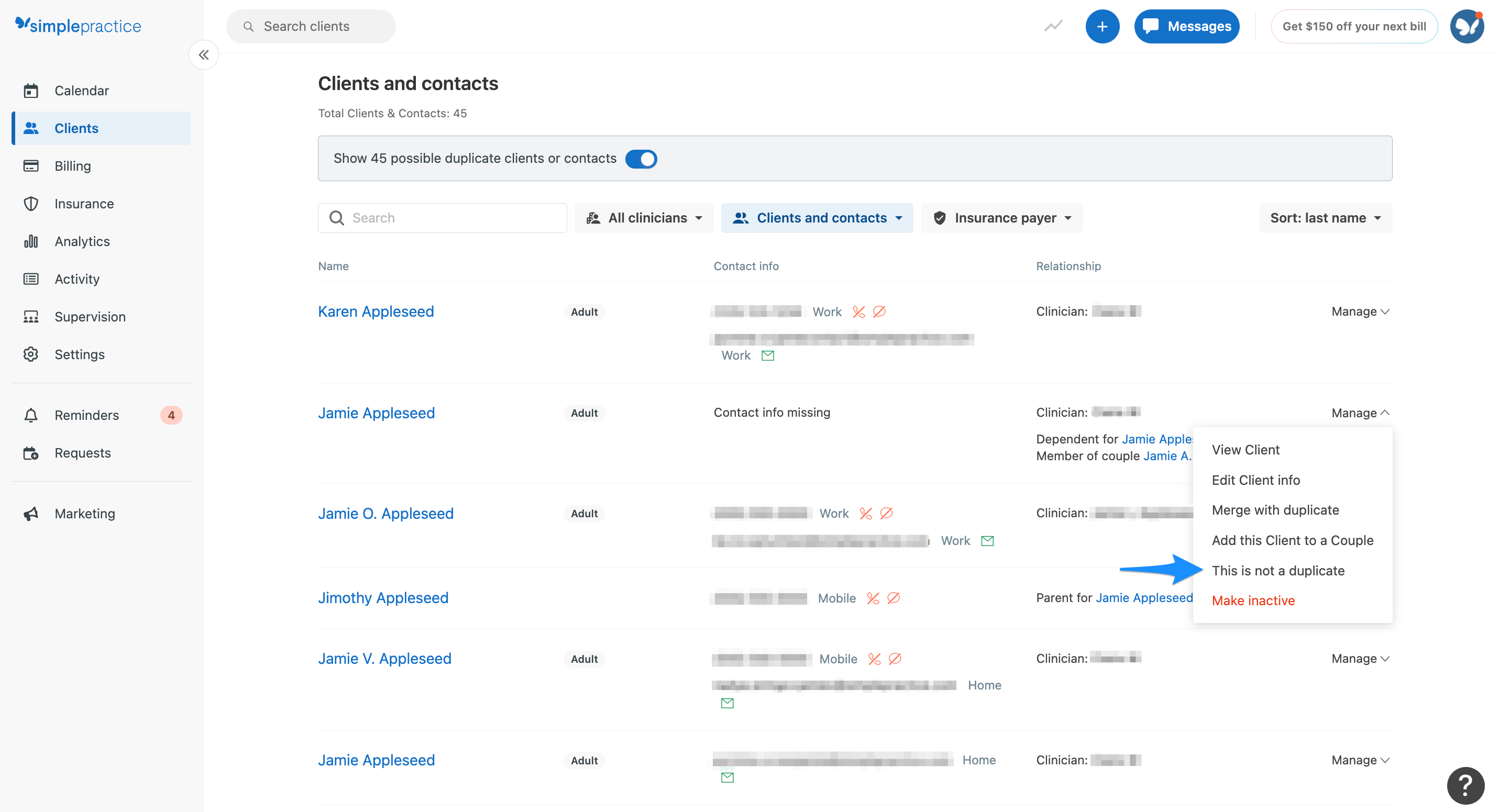 Adding a new client and navigating your Clients and contacts list – SimplePractice Support