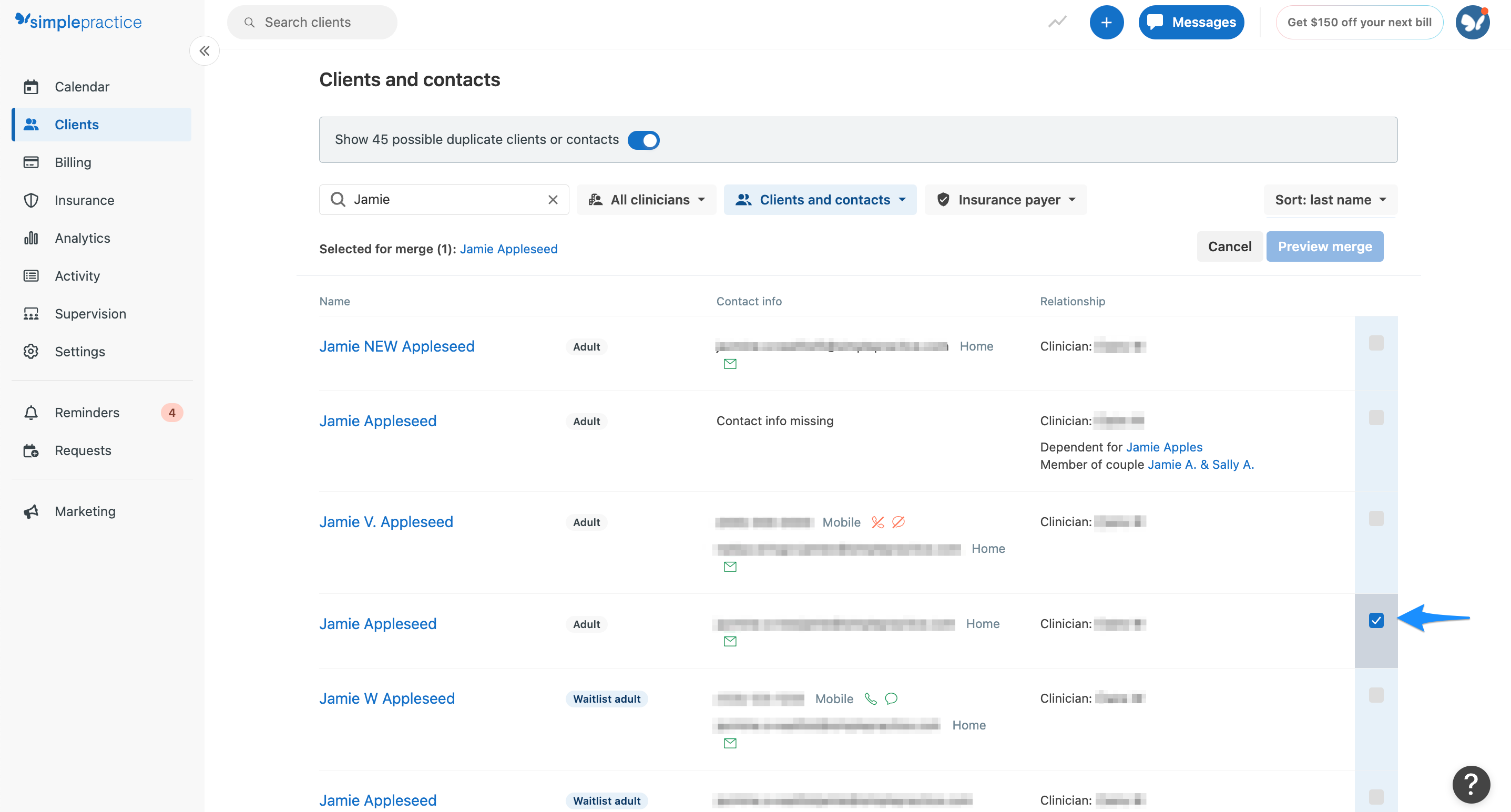 Adding a new client and navigating your Clients and contacts list – SimplePractice Support