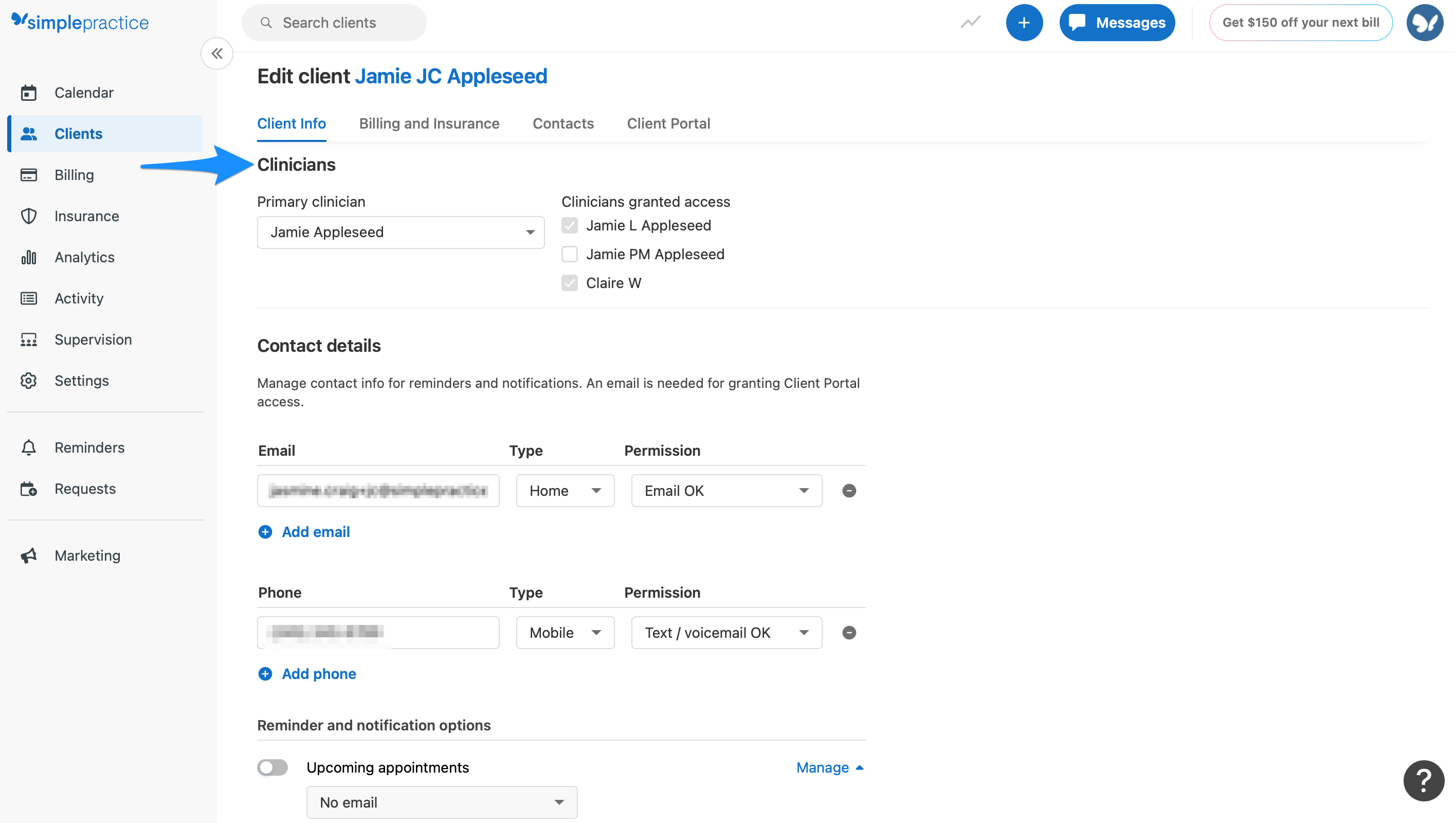 Editing a client's information – SimplePractice Support