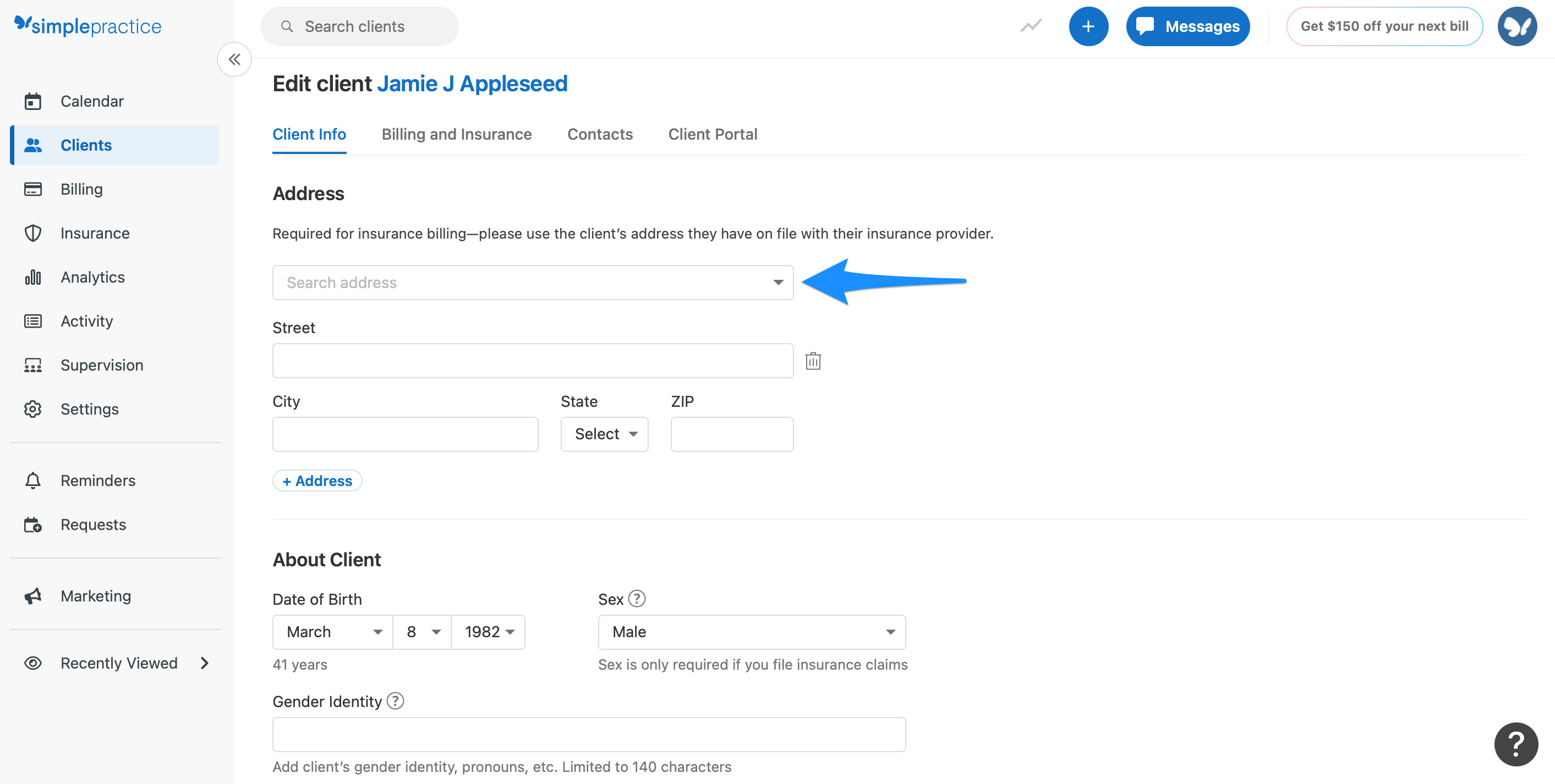Editing a client's information – SimplePractice Support