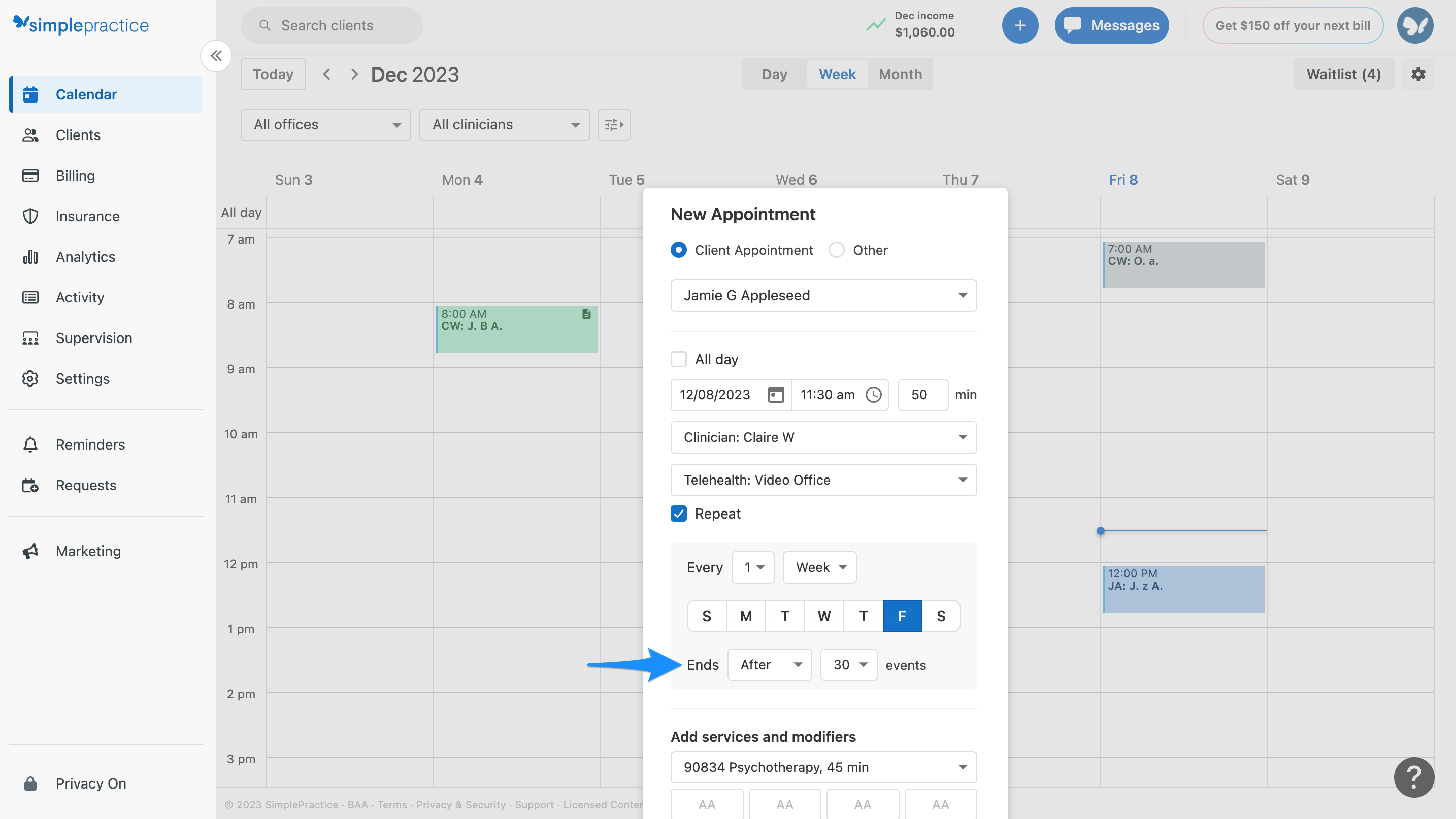 Adding and managing appointments – SimplePractice Support