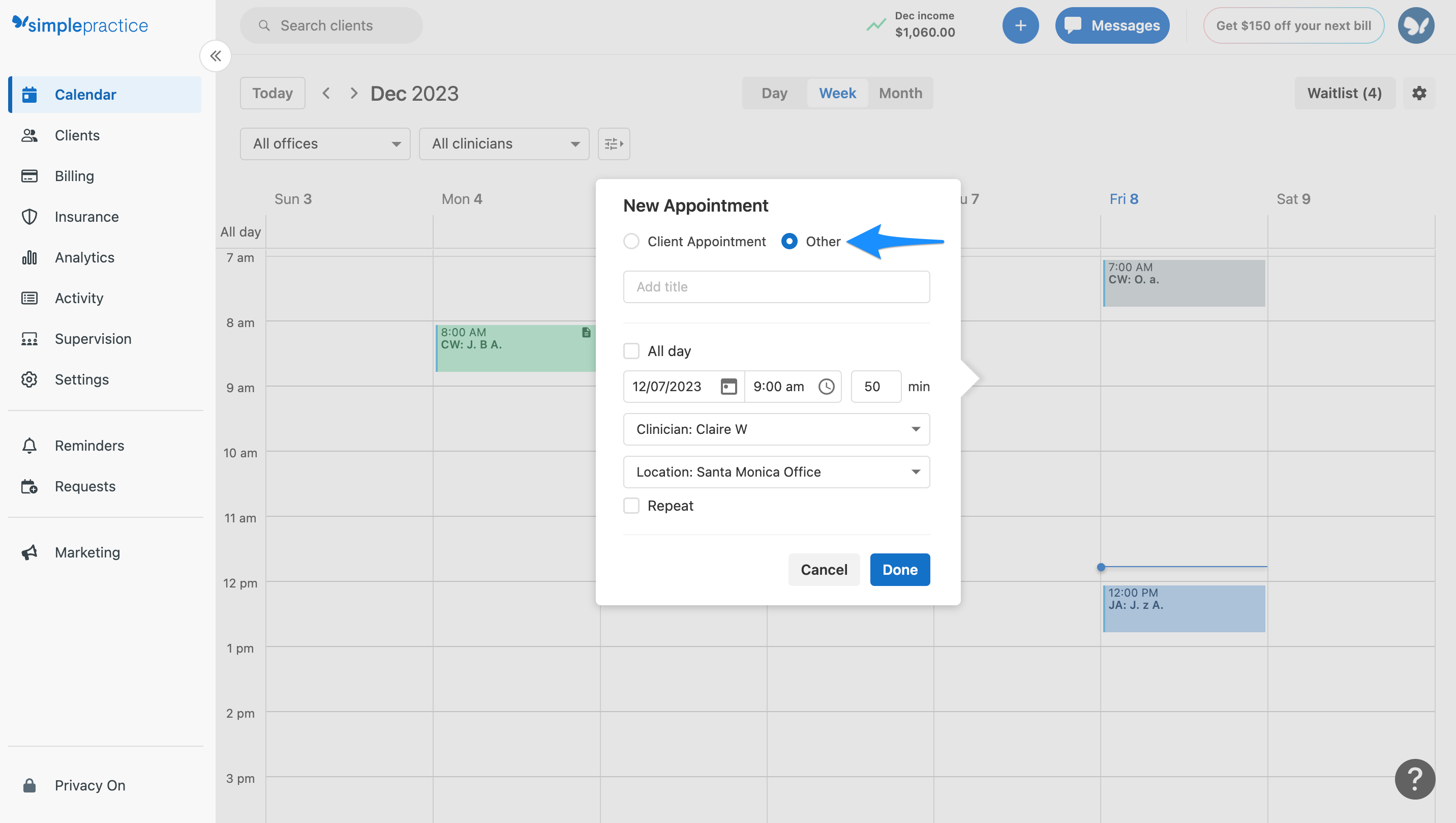 Adding and managing appointments – SimplePractice Support