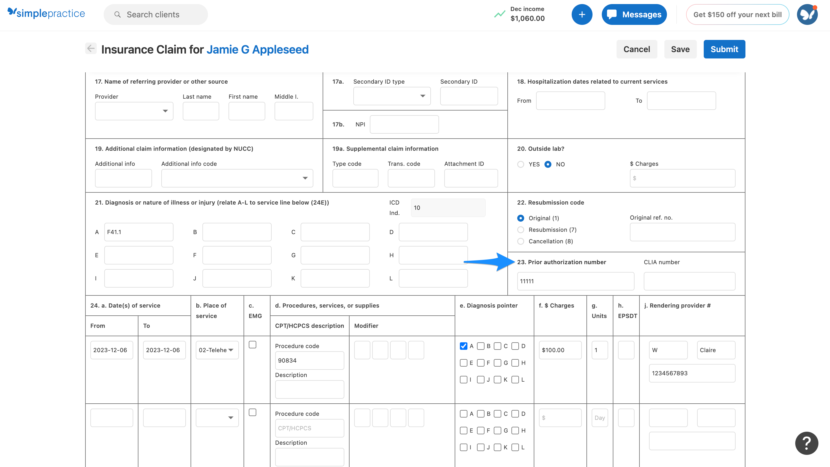 Using Authorization Tracking – SimplePractice Support